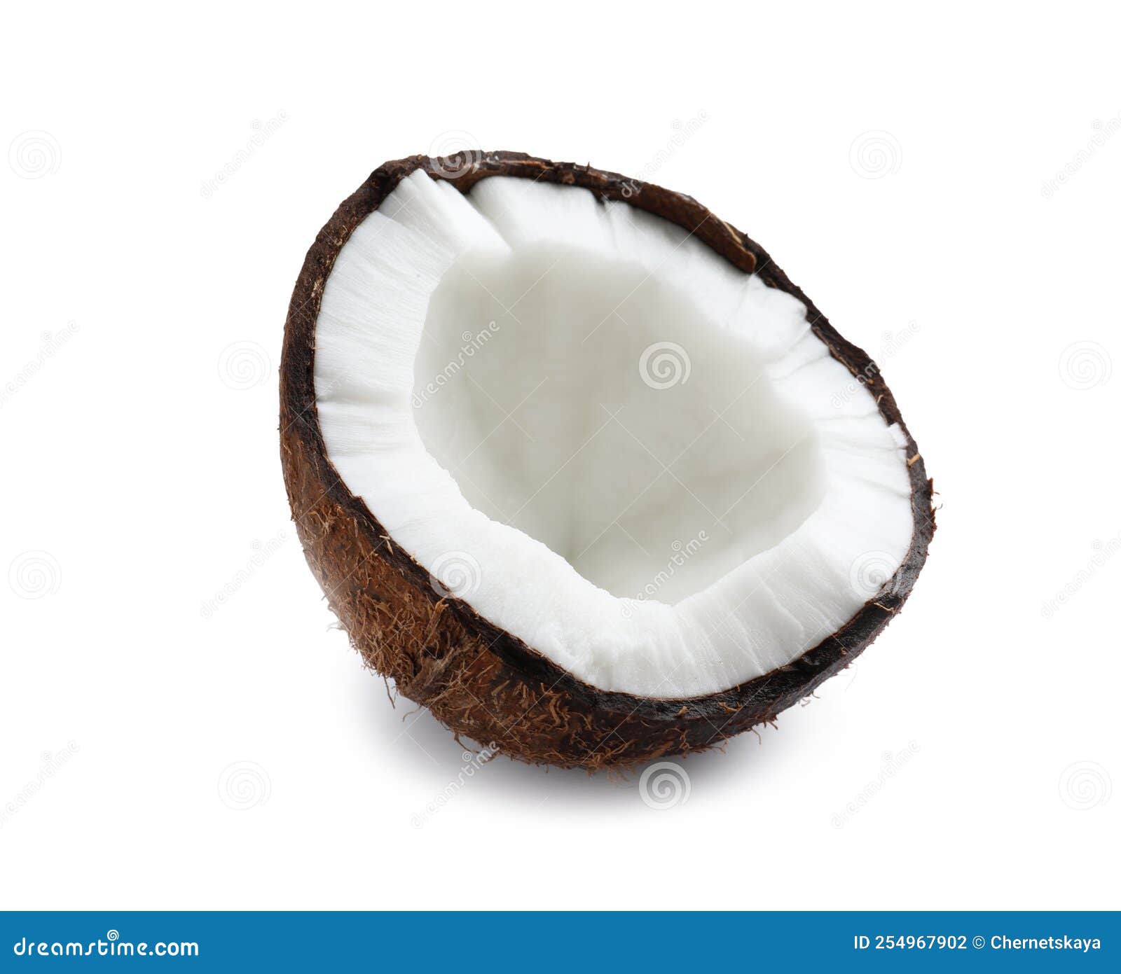 Half of Ripe Coconut Isolated on White Stock Photo - Image of nutrition ...