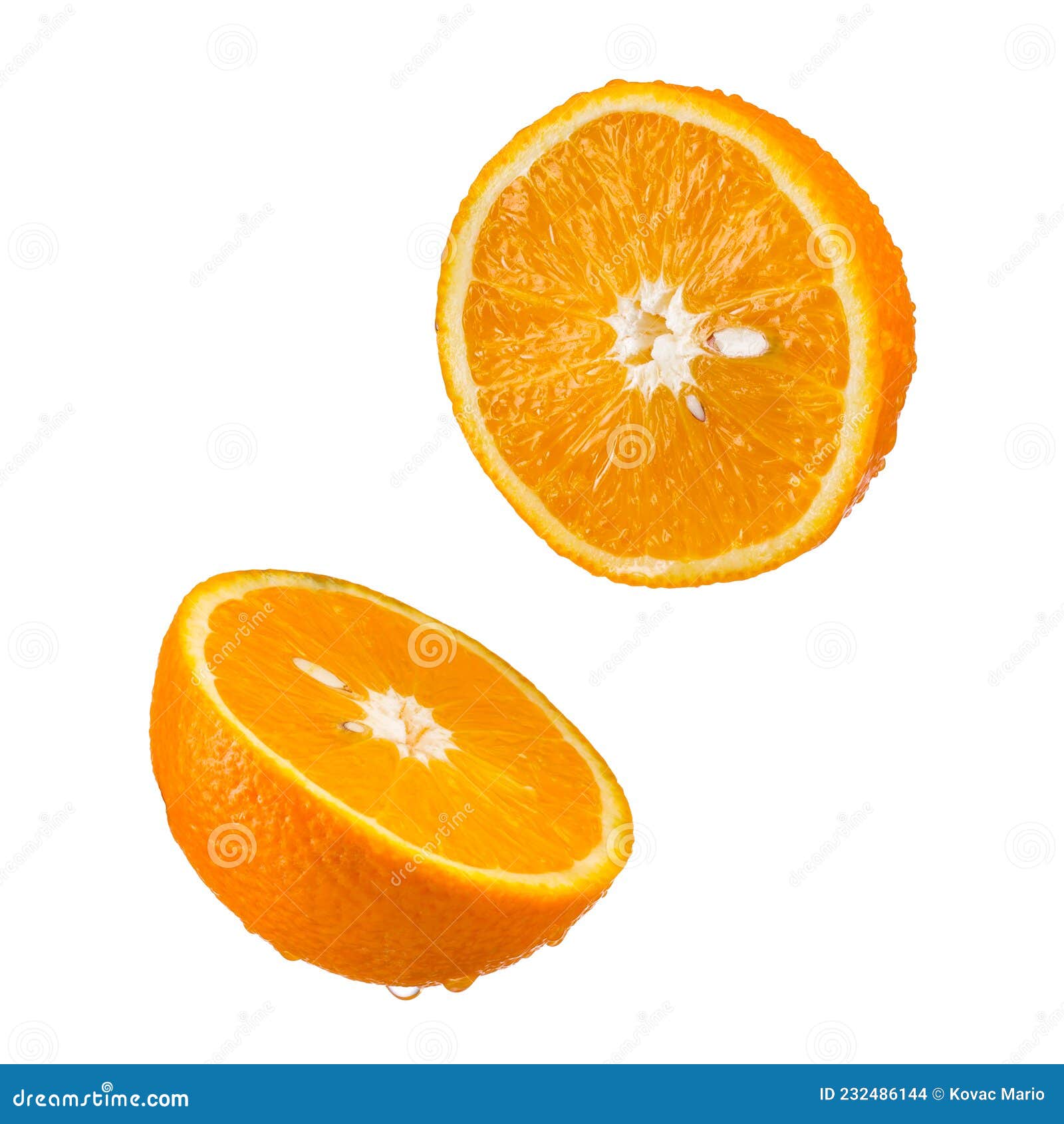 Half ripe oranges isolated stock photo. Image of piece - 232486144
