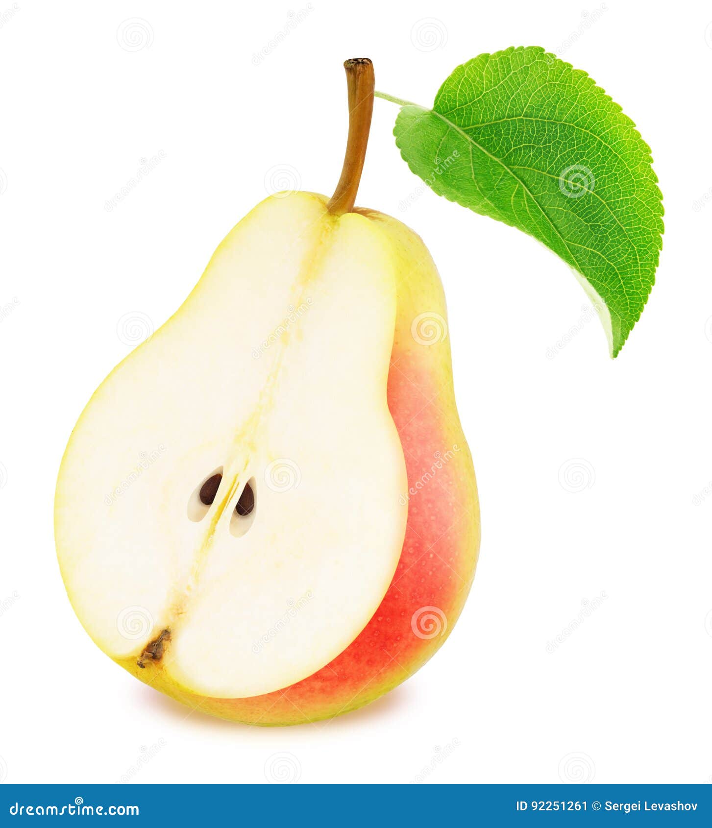 Half of Ripe Pear with Leaf Isolated Stock Image - Image of macro ...
