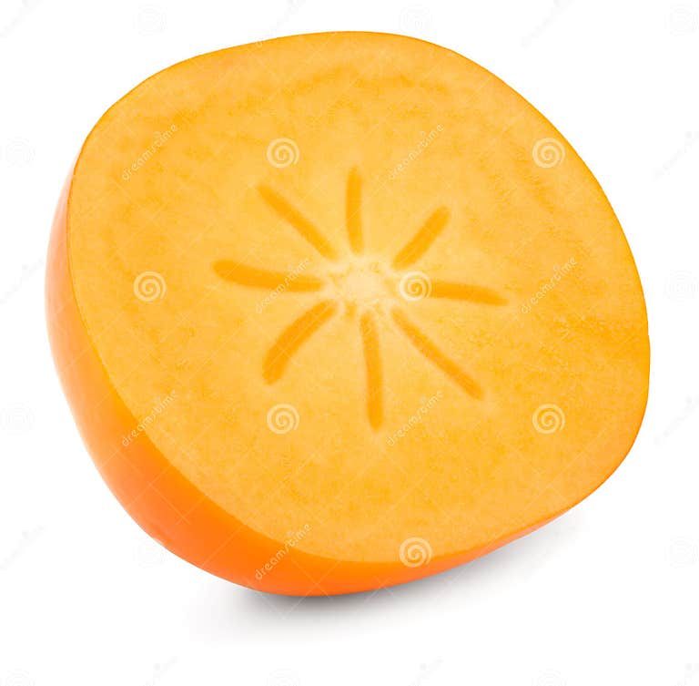 Half of Ripe Persimmon Isolated on White Background. Clipping Path ...