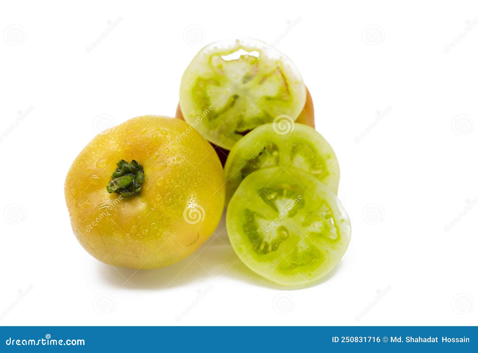 Half Ripe Tomato with Slices on White Background Stock Photo - Image of ...