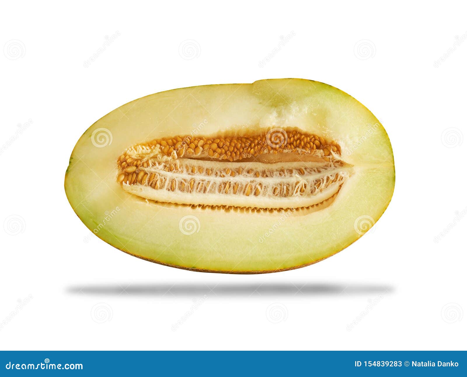 Half of Ripe Yellow Melon with Seeds Isolated on White Background Stock ...