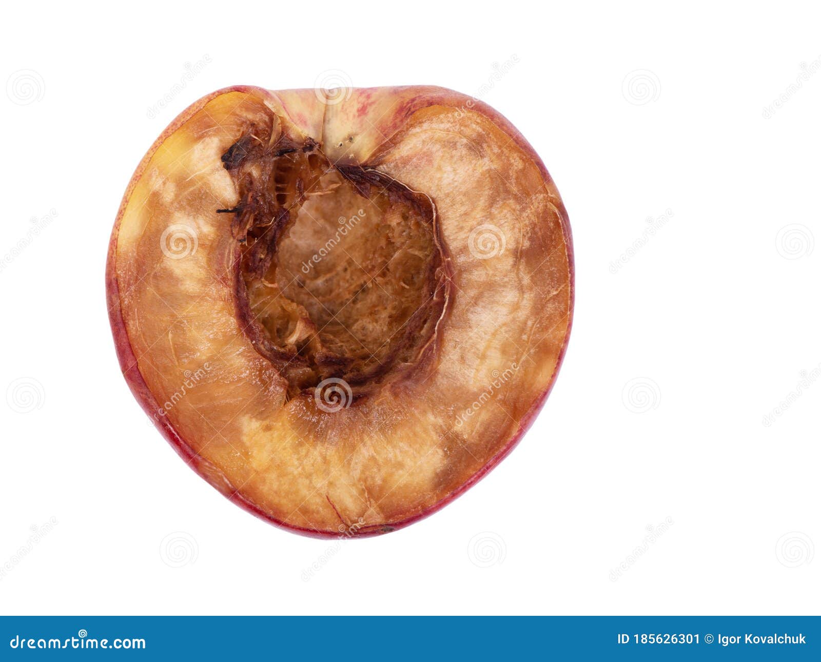 Half of rotten nectarine stock image. Image of mould - 185626301