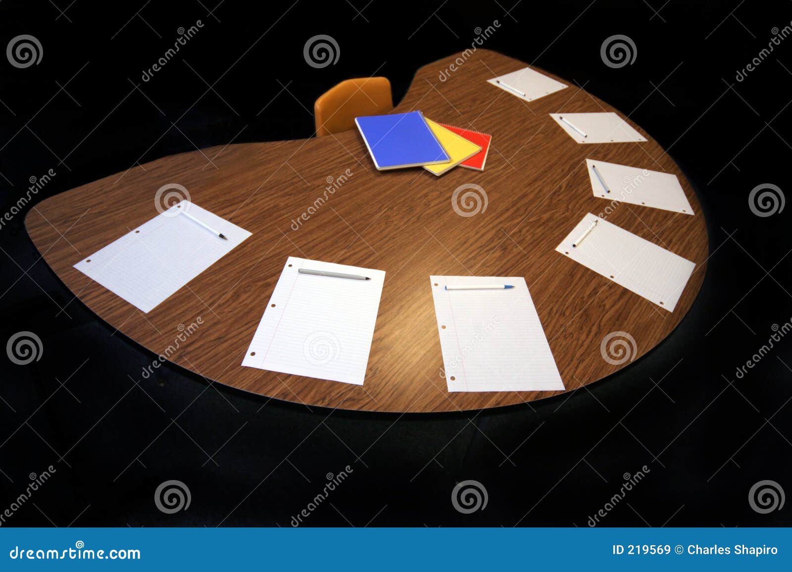 Half Round Table with Paper Pen Stock Image - Image of instruction ...