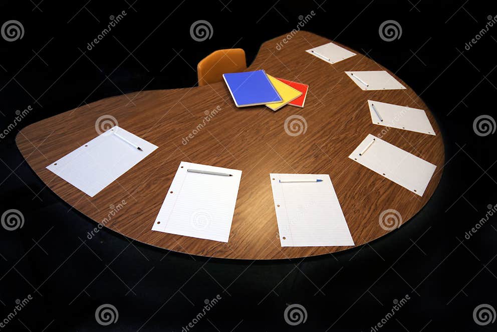 Half Round Table with Paper Pen Stock Image - Image of instruction ...