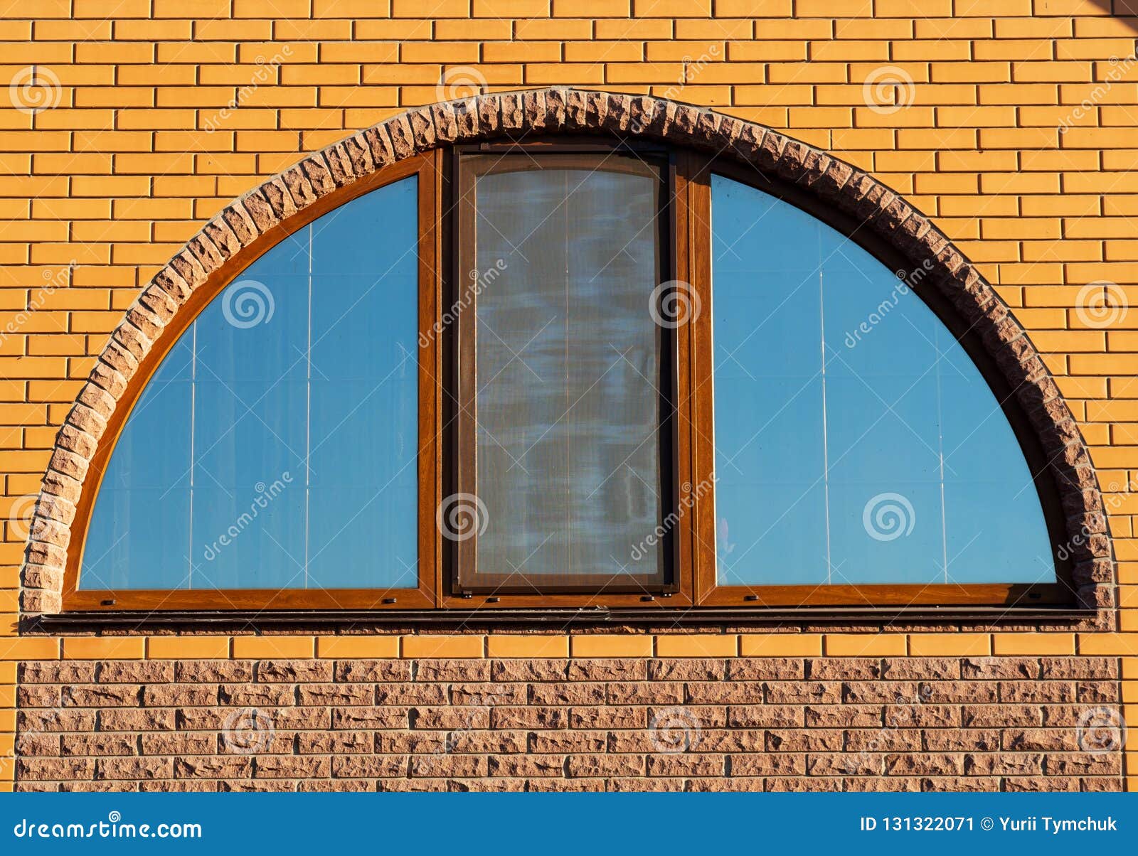 Half-round Window in Brick Wall, House Exterior, Closeup Stock Image ...