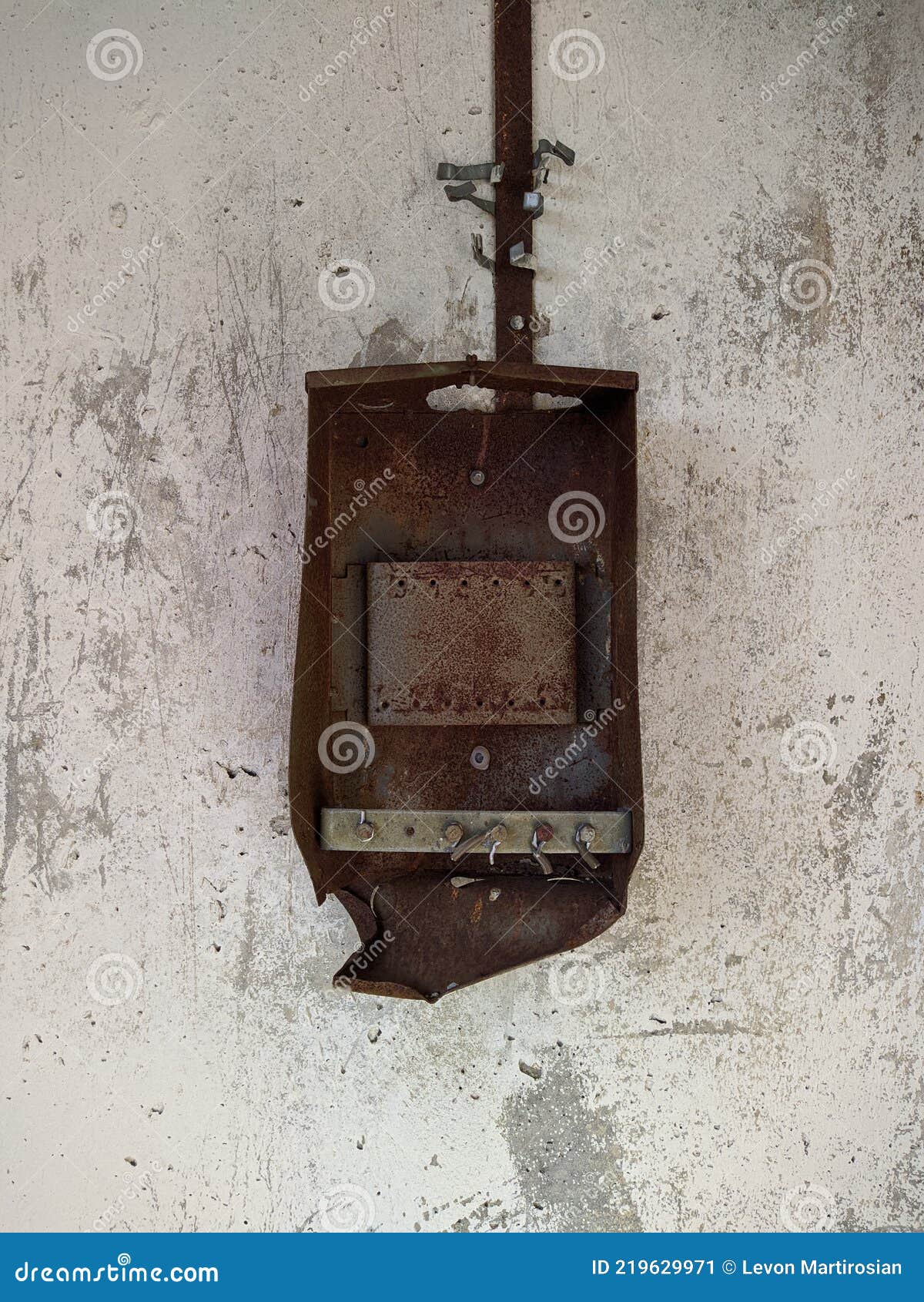 Half of a Rusty Metal Box from a Meter that Hangs on an Old White Wall ...