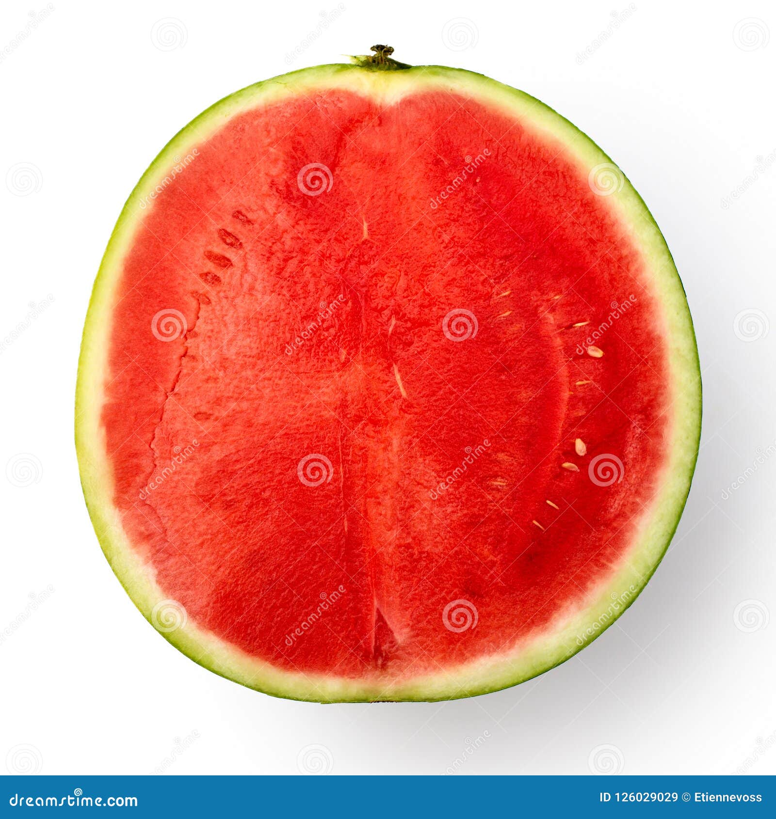Half of Seedless Watermelon Isolated on White from Above. Stock Image ...
