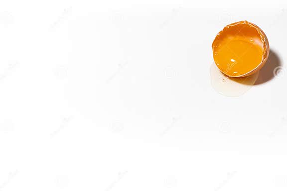 Half Shell with Broken Chicken Egg on White Background Stock Image ...