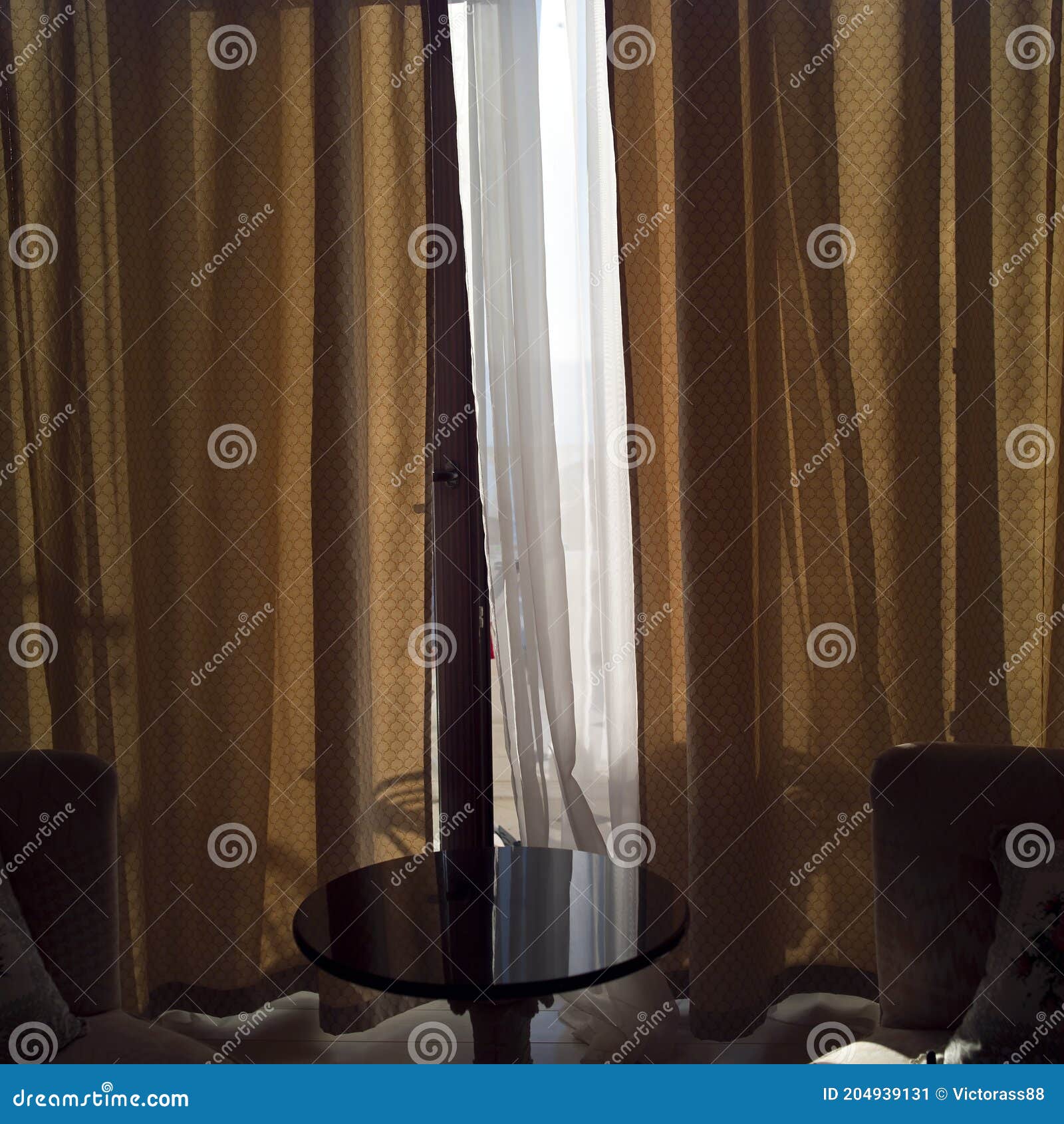 Half shut curtains stock image. Image of apartment, curtain - 204939131