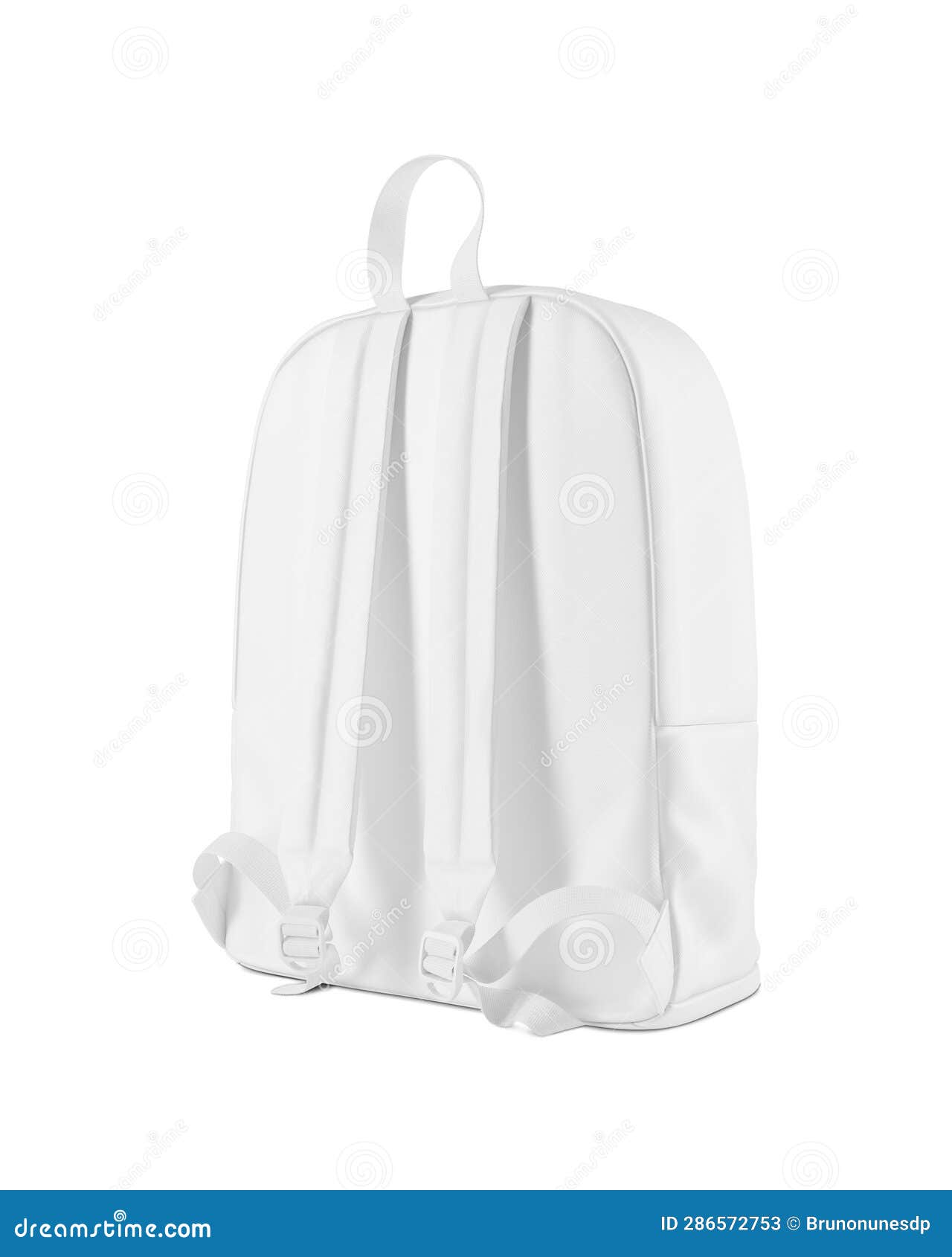 Half Side Back View of White Blank Textile Backpack Mockup, Isolated on ...