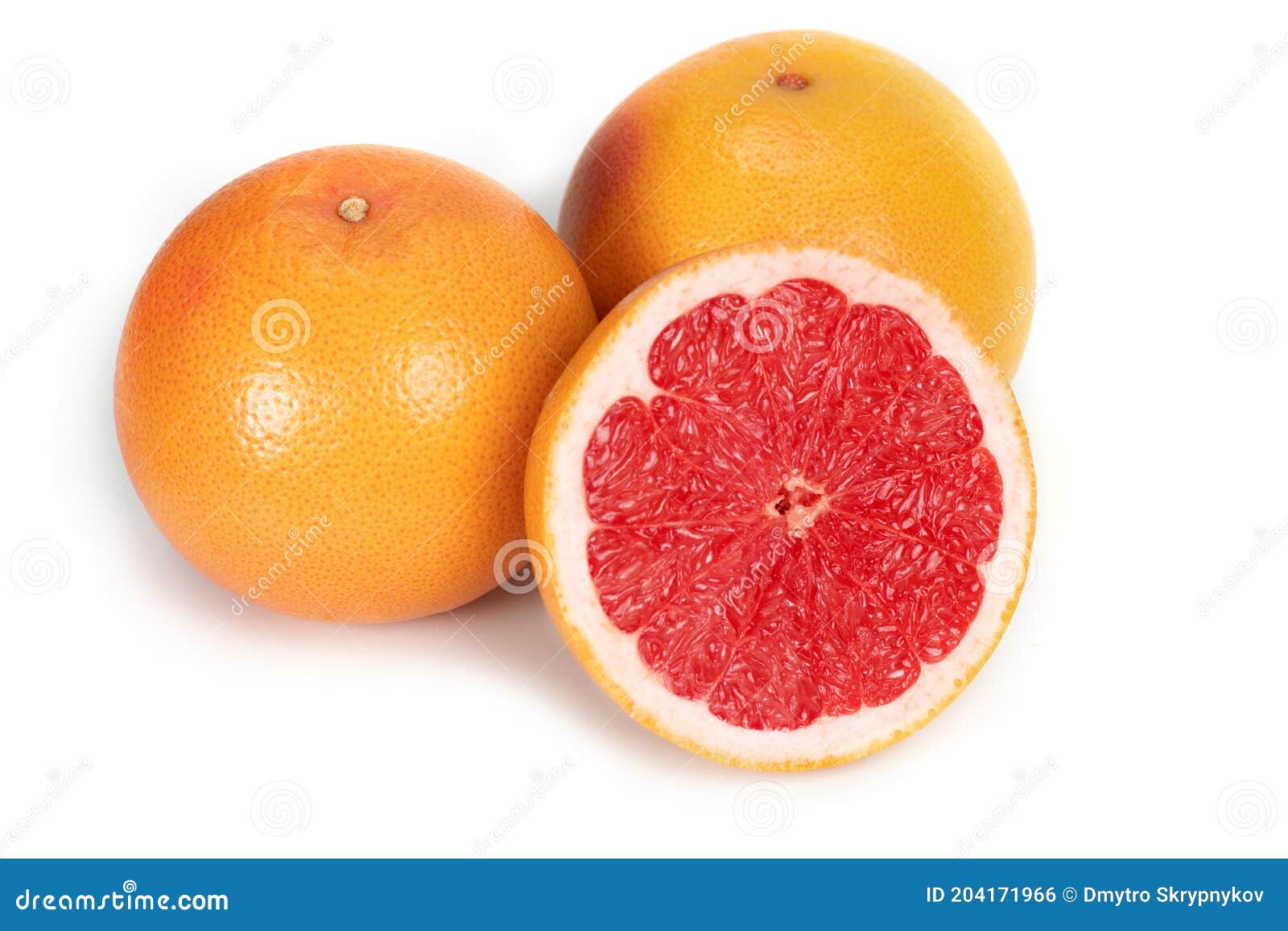 Half and Slice of Grapefruit Isolated on White Stock Photo - Image of ...