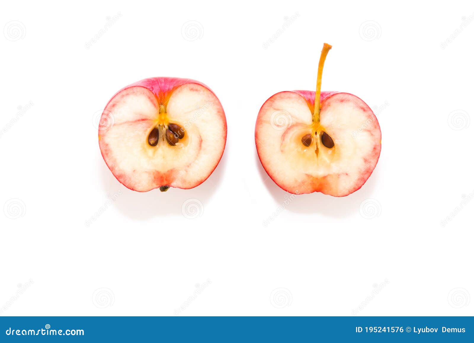 Half a Sliced Fresh Small Red Apple on a White Background Stock Photo ...