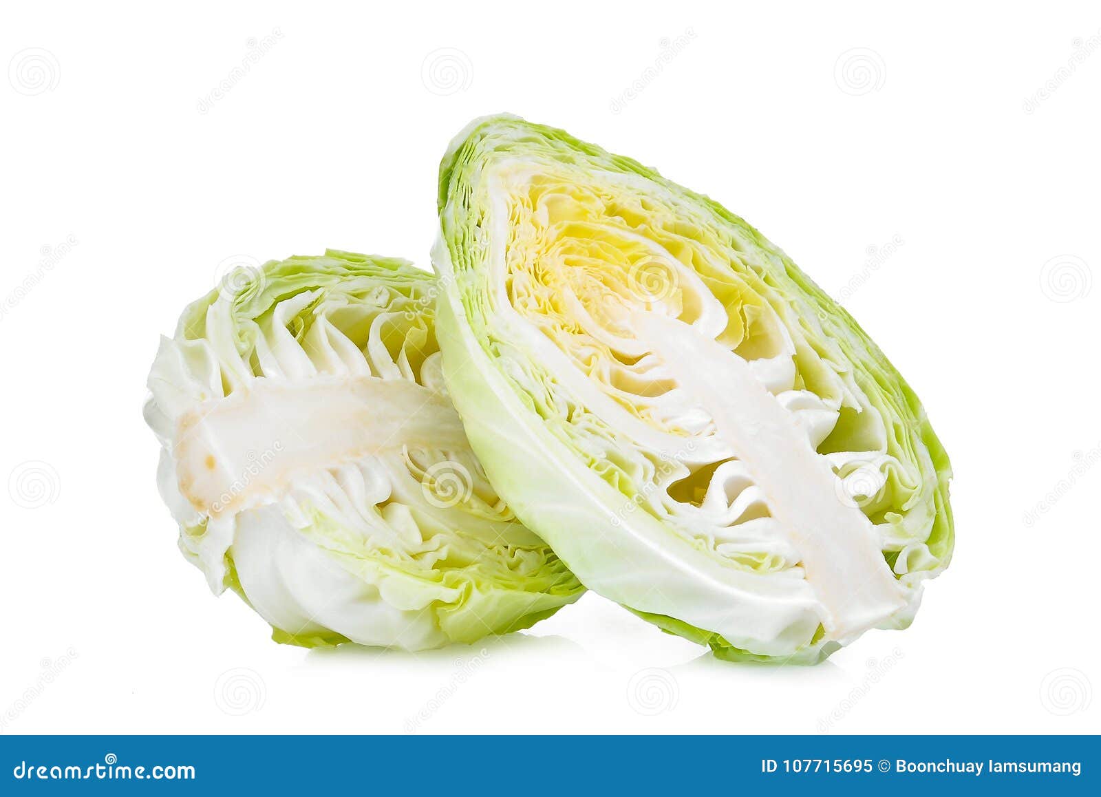 Half Sliced Green Pointed Cabbage With Half Isolated On White Stock ...