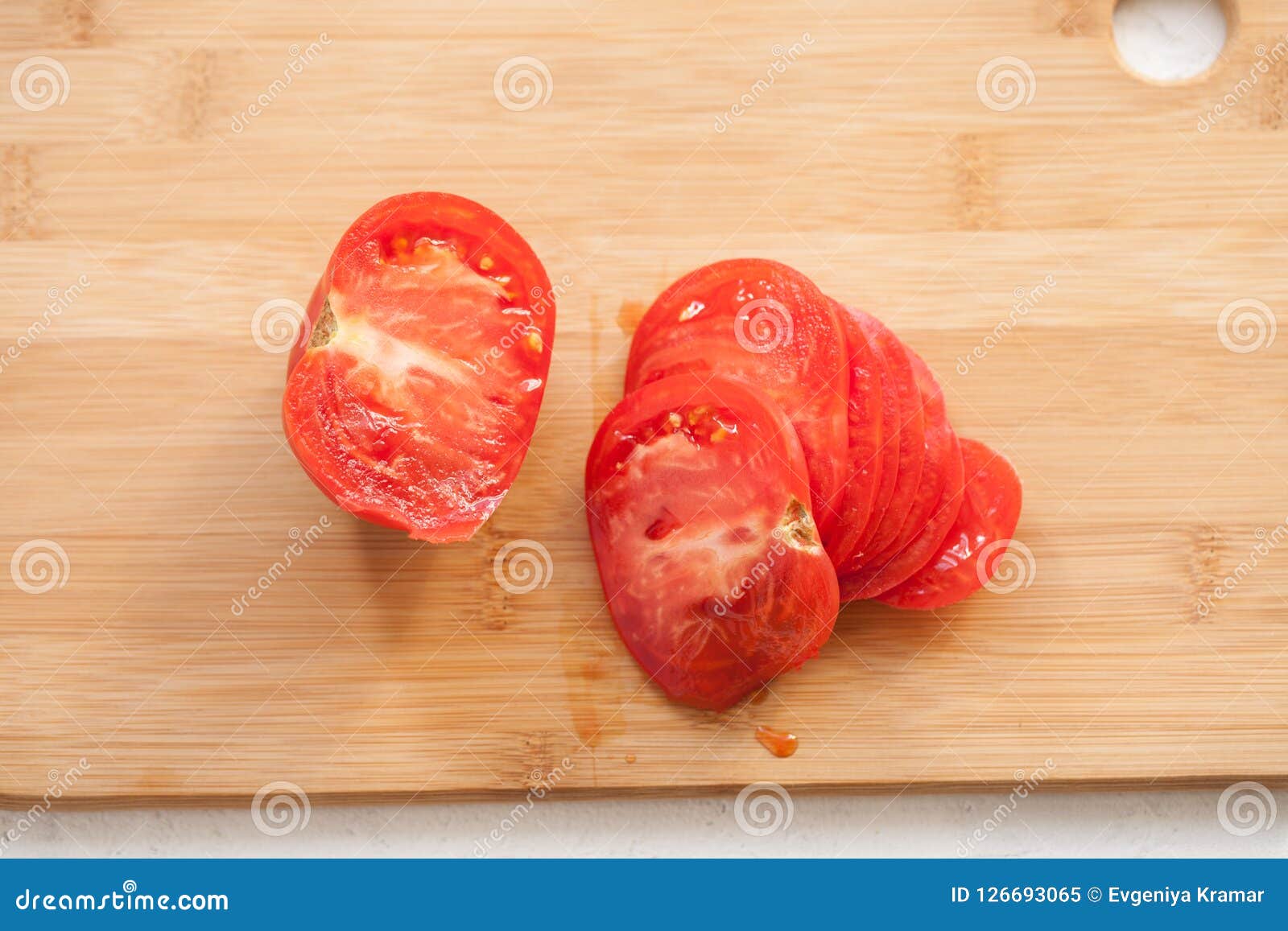 Half-sliced Tomato on the Kitchen Board Stock Image - Image of cook ...