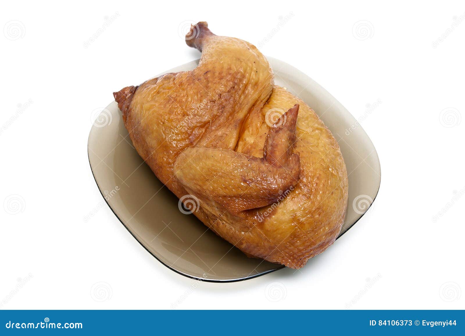 Half Smoked Chicken Carcass on a Plate on White Background Stock Image ...