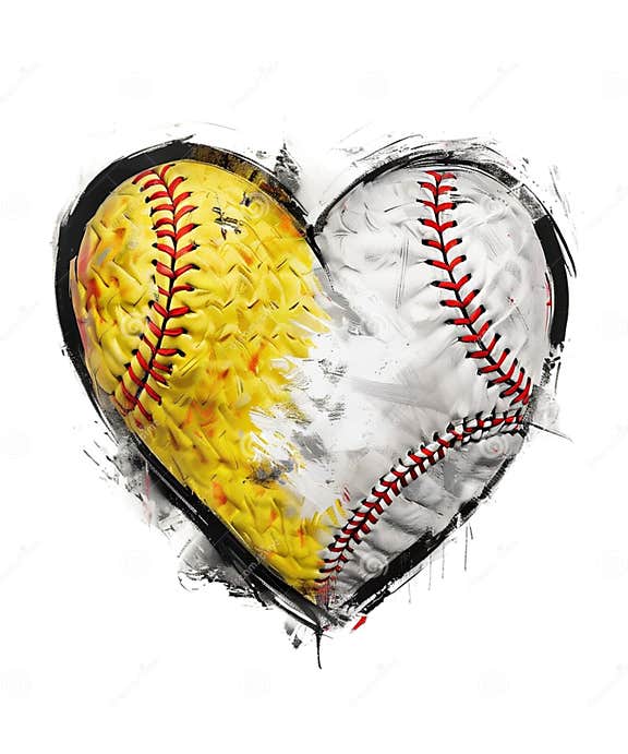 Half Softball Baseball Heart Sublimation Stock Illustration ...