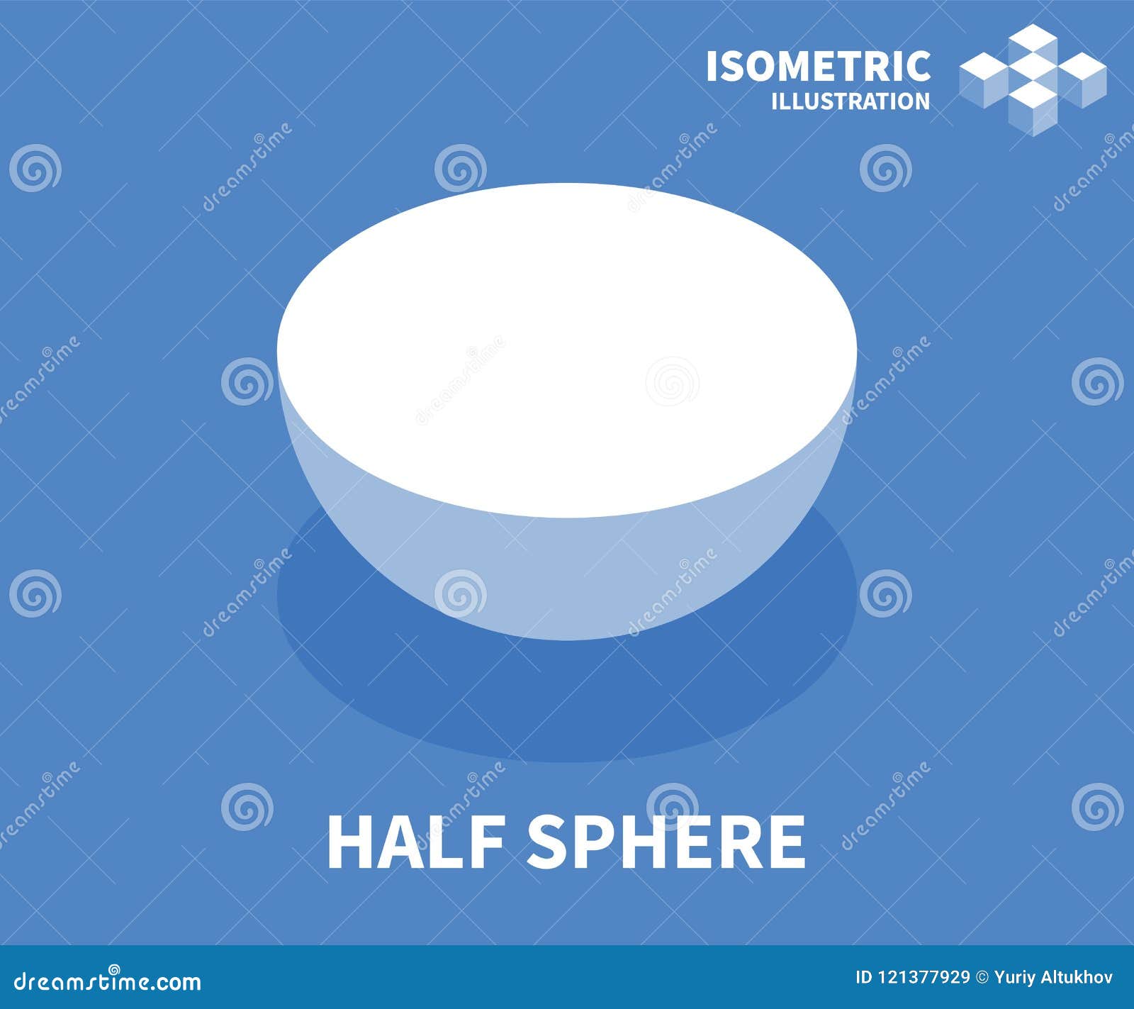 Half Sphere Icon. Isometric Template for Web Design in Flat 3D Style ...