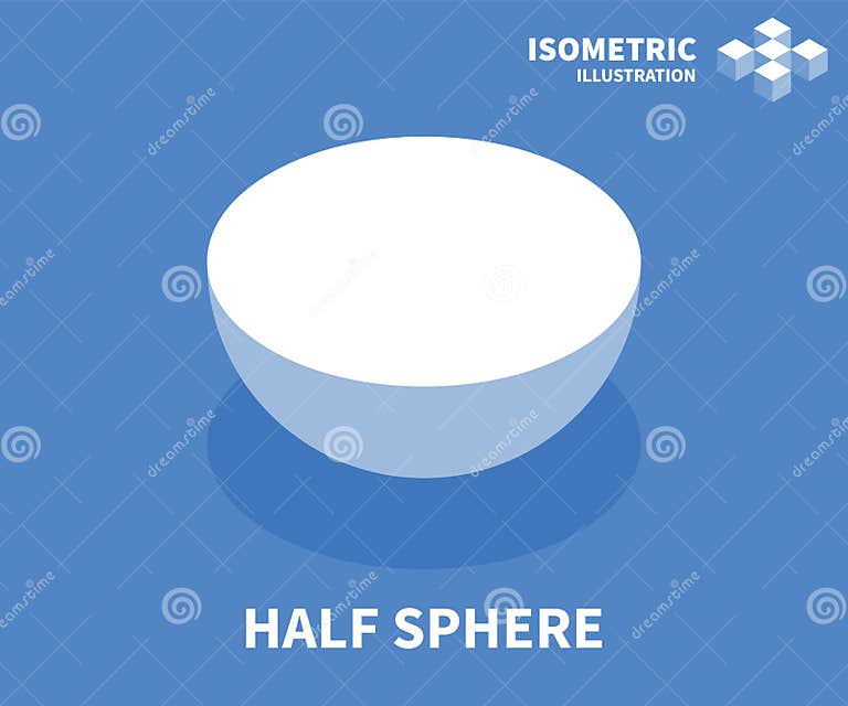 Half Sphere Icon. Isometric Template for Web Design in Flat 3D Style ...