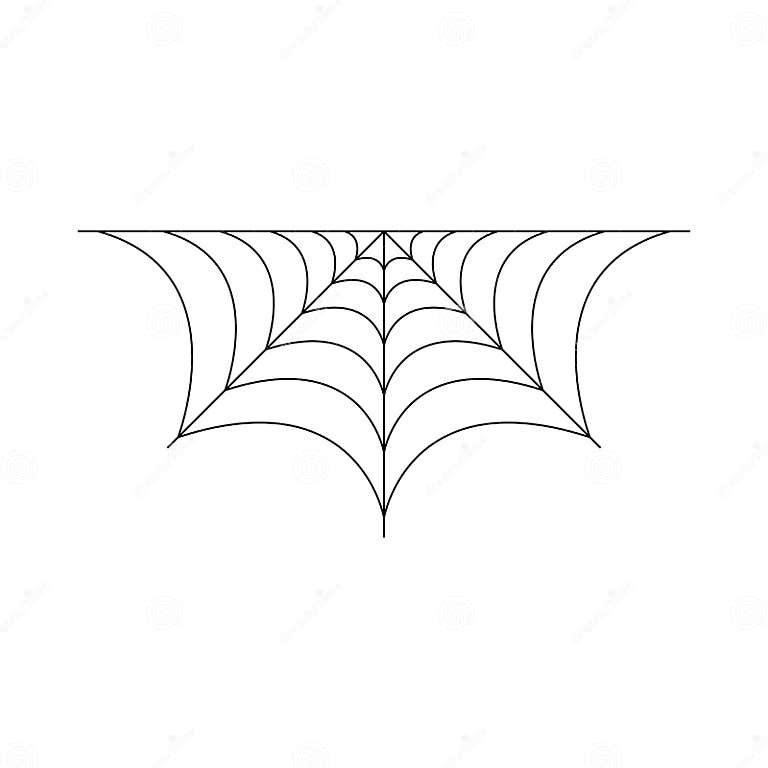 Half Spider Web Isolated on White Background. Halloween Spiderweb ...