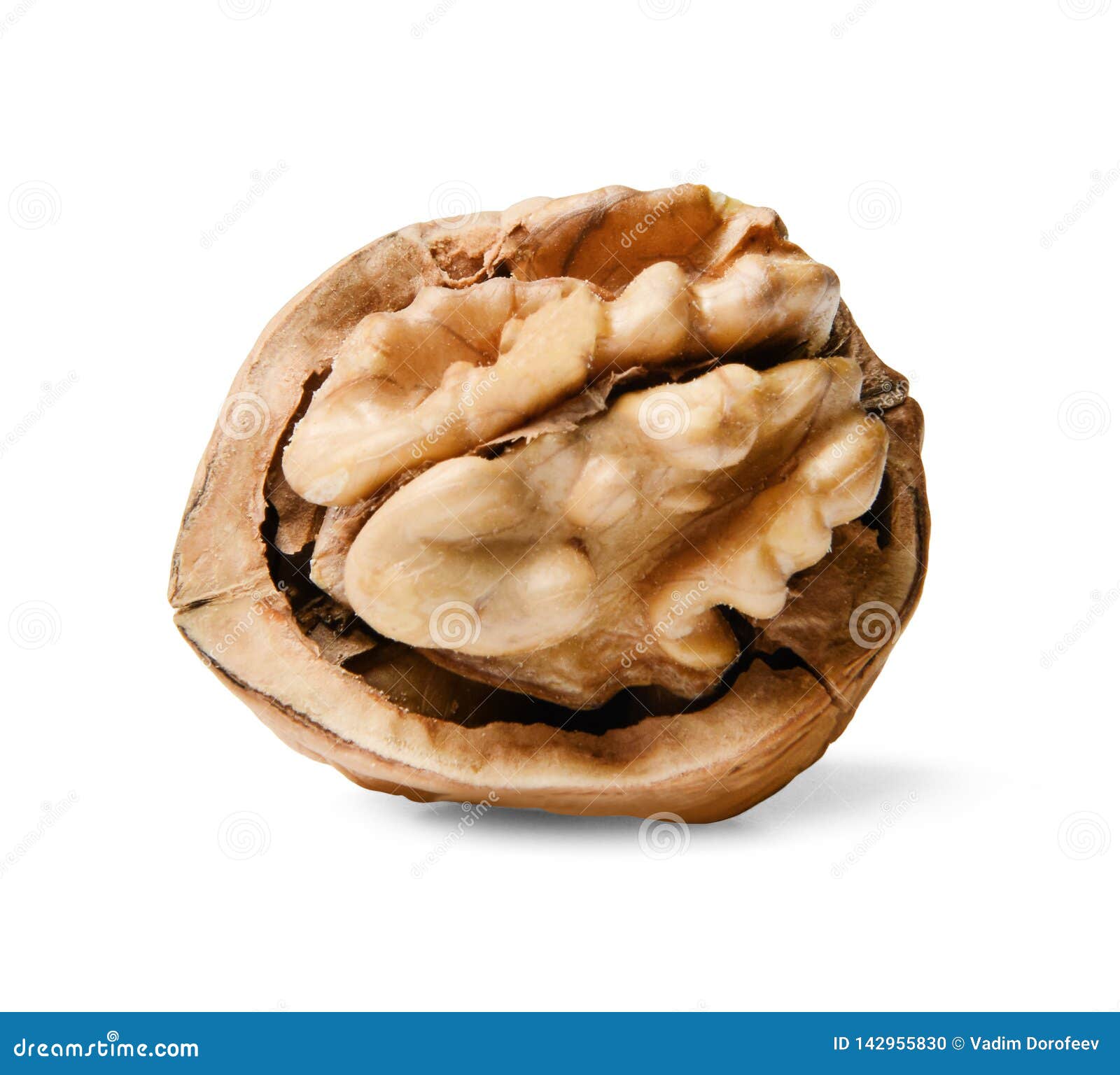 Split Walnut With A Clay Bowl Full Of Nuts On A Dark Rustic Table Stock ...