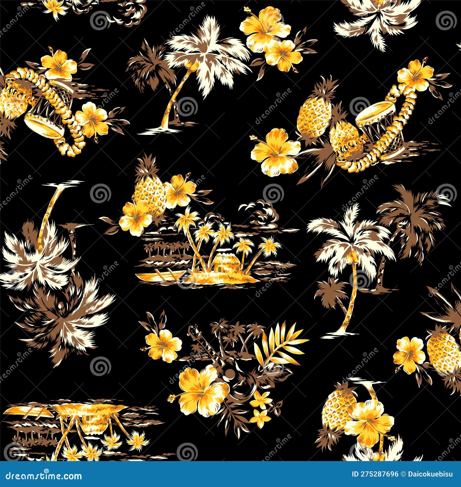 Cute and Simple Aloha Shirt Seamless Pattern, Stock Vector ...