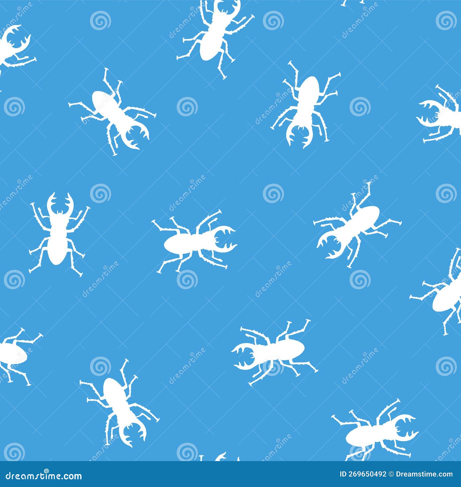 Seamless Pattern with Simple Silhouettes of Stag Beetles, Stock Vector ...