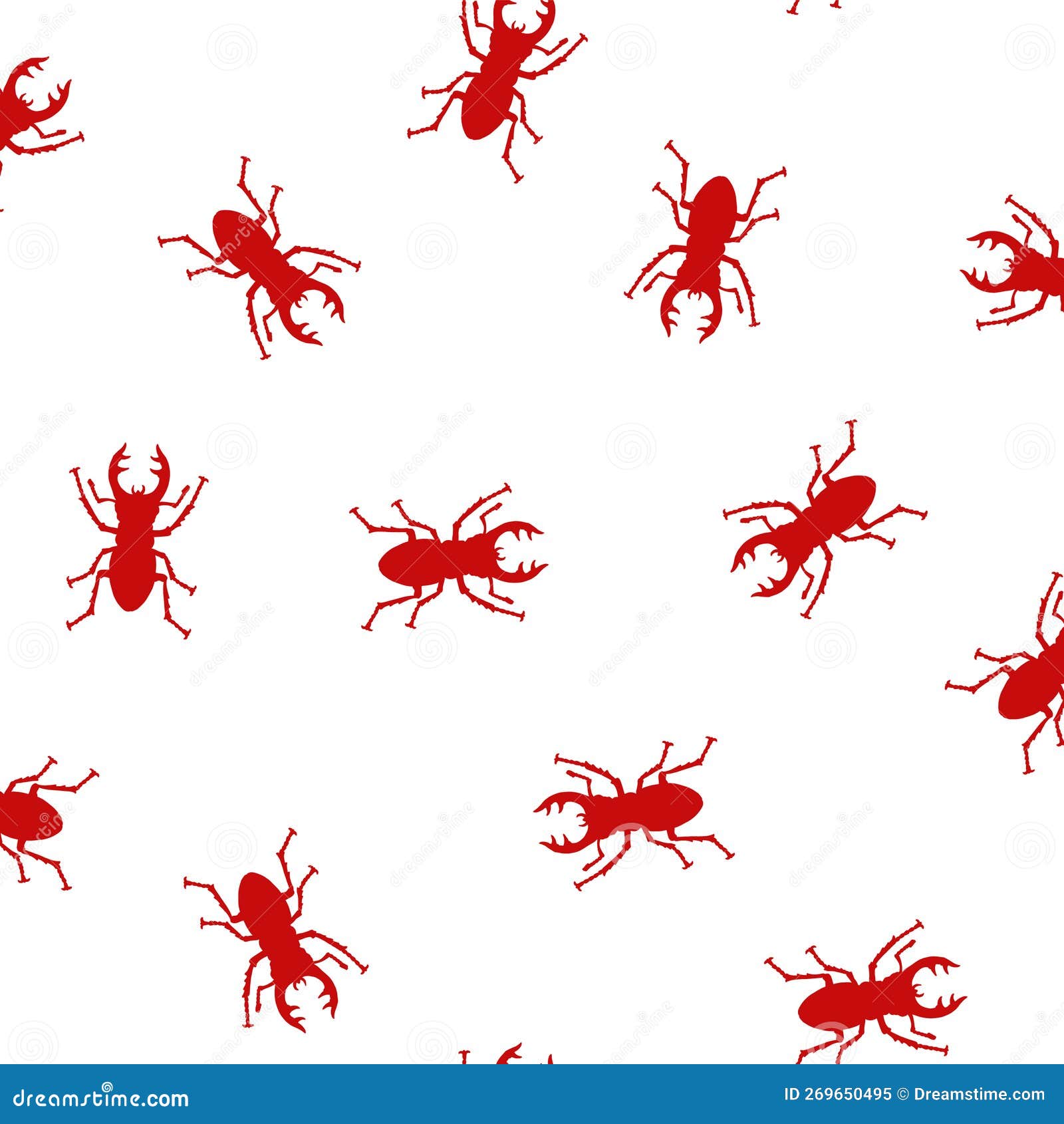 Seamless Pattern with Simple Silhouettes of Stag Beetles, Stock Vector ...