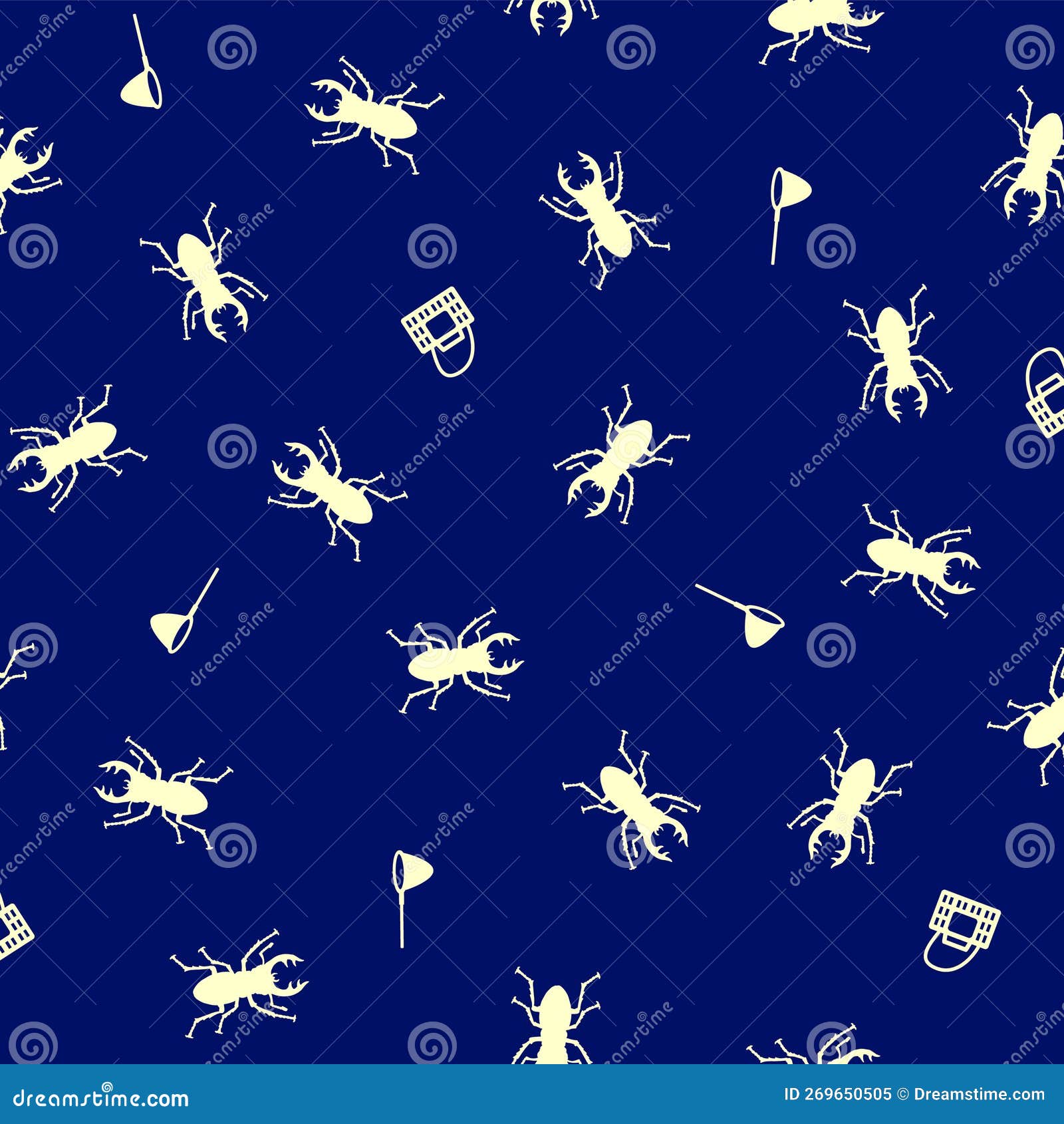 Seamless Pattern with Simple Silhouettes of Stag Beetles, Stock Vector ...