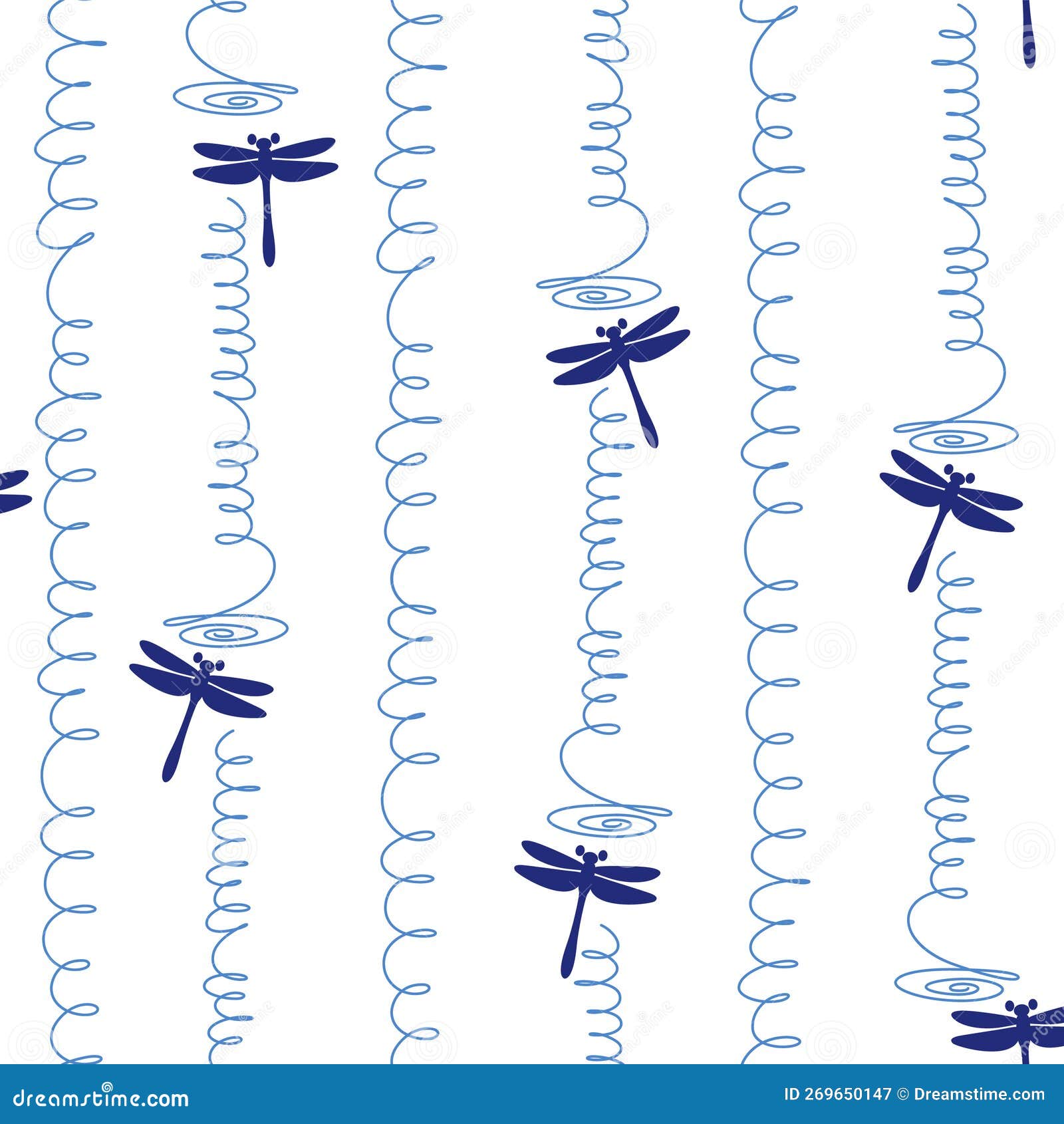 Simple Silhouette Dragonfly Seamless Pattern, Stock Vector ...