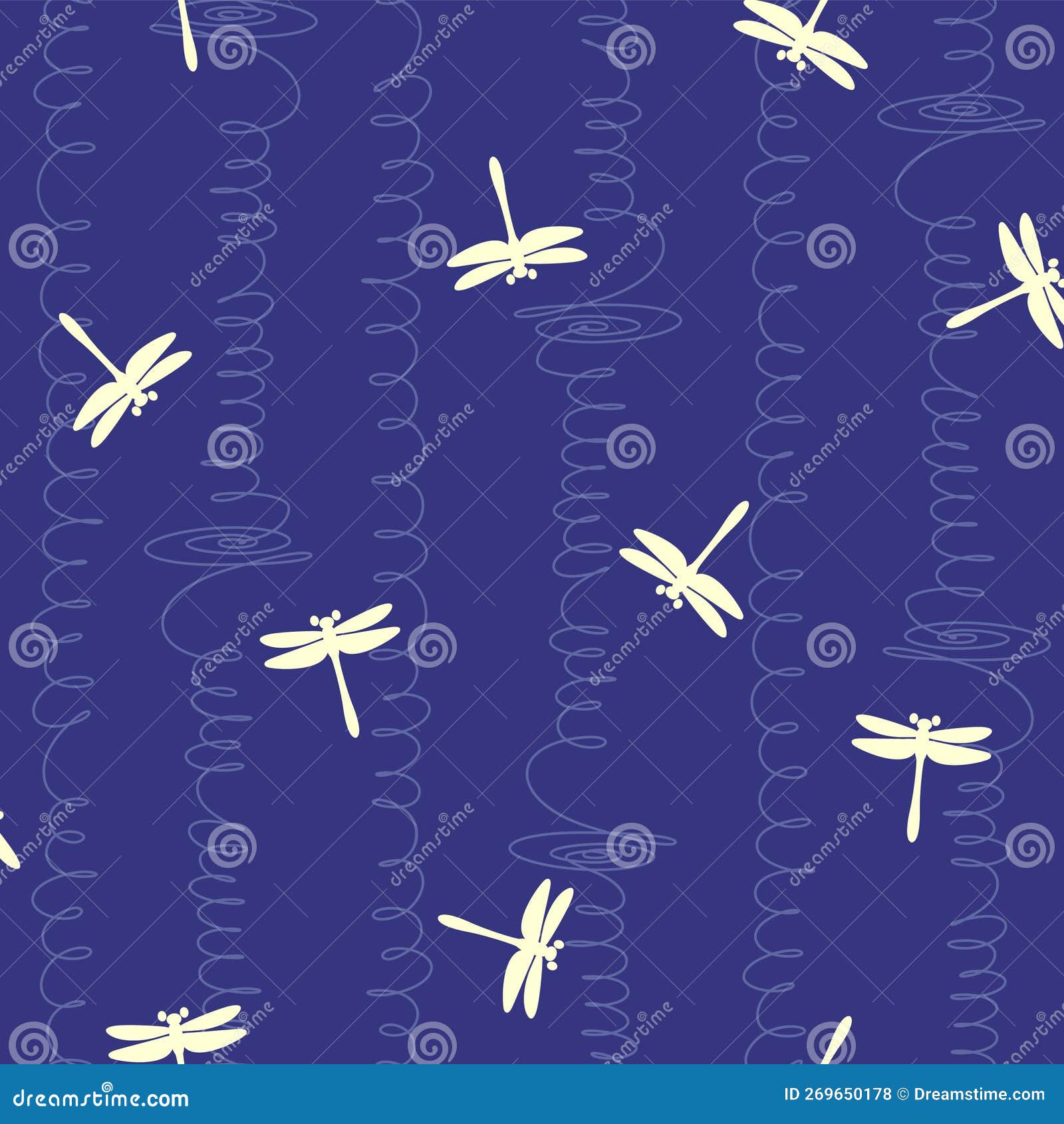 Simple Silhouette Dragonfly Seamless Pattern, Stock Vector ...