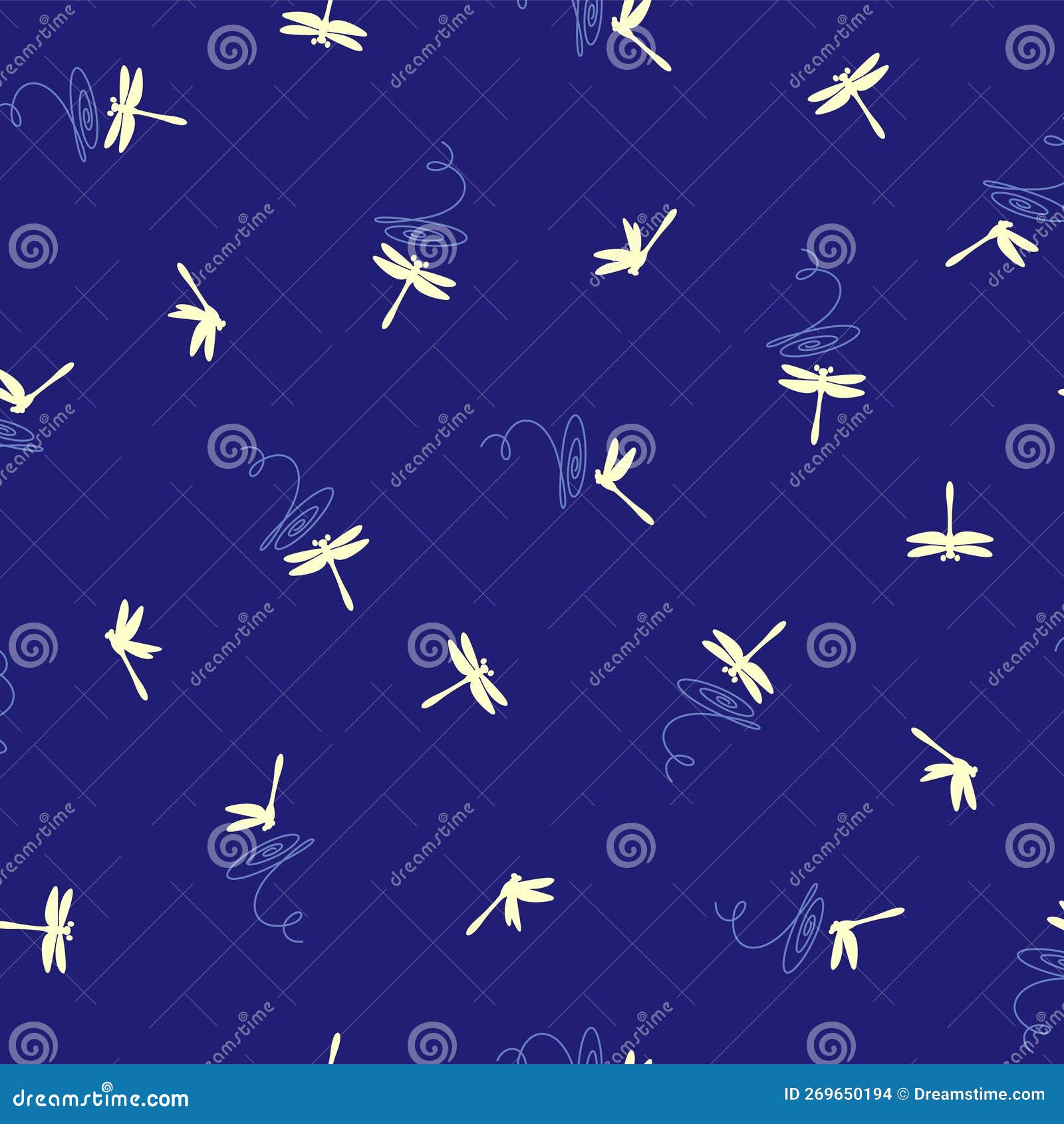 Simple Silhouette Dragonfly Seamless Pattern, Stock Vector ...