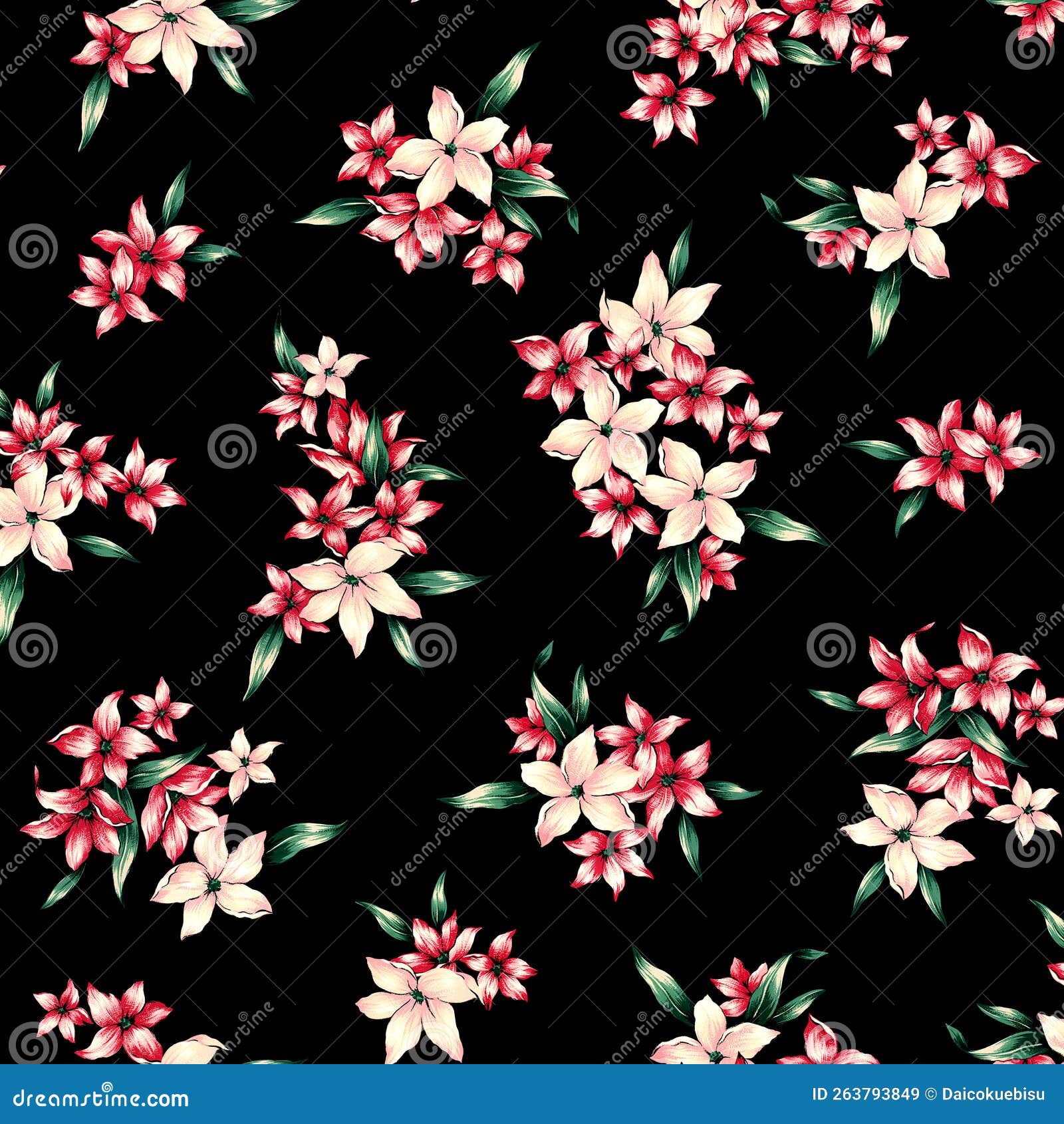Tropical Floral Pattern Made by Hand, Stock Illustration - Illustration ...