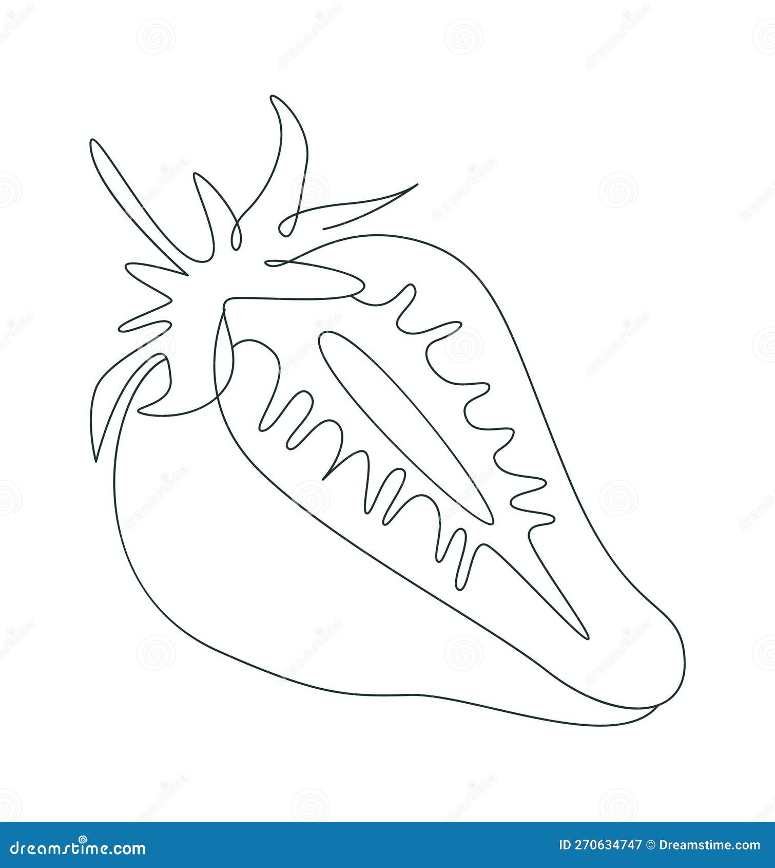 Half of Strawberry Line Art Design Element Stock Vector - Illustration ...