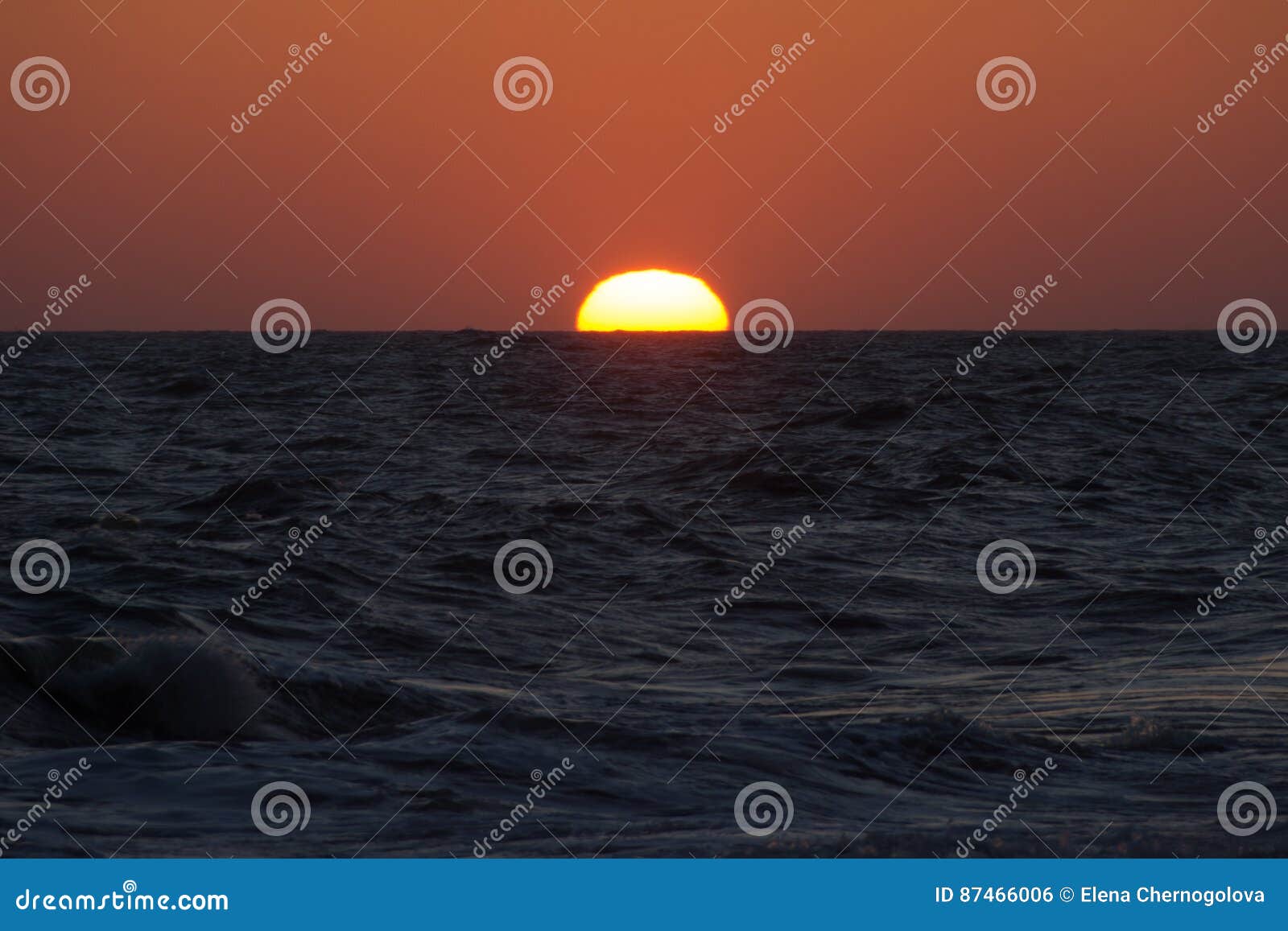 Half of a Sun Above Horizon. Stock Photo - Image of orange, black: 87466006