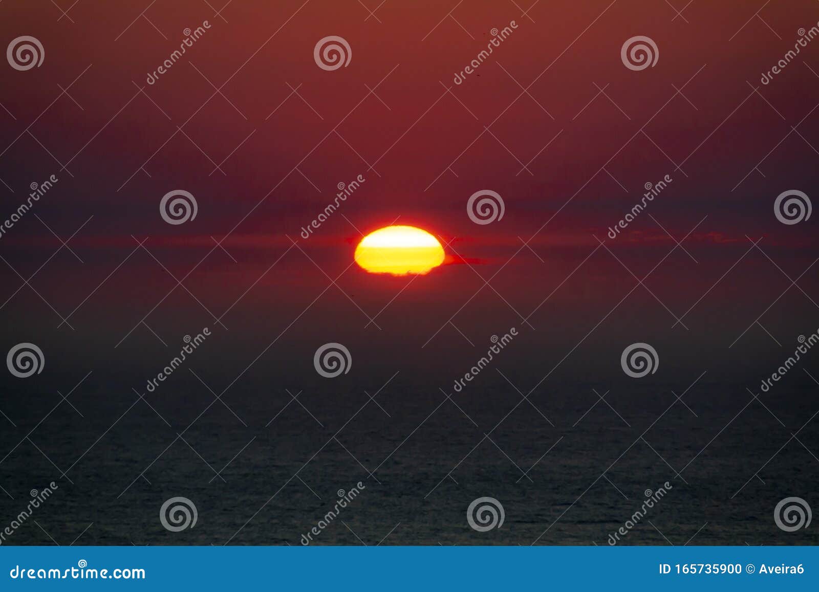 Half Sun Sunset Horizon View in Red Sky Stock Photo - Image of santiago ...