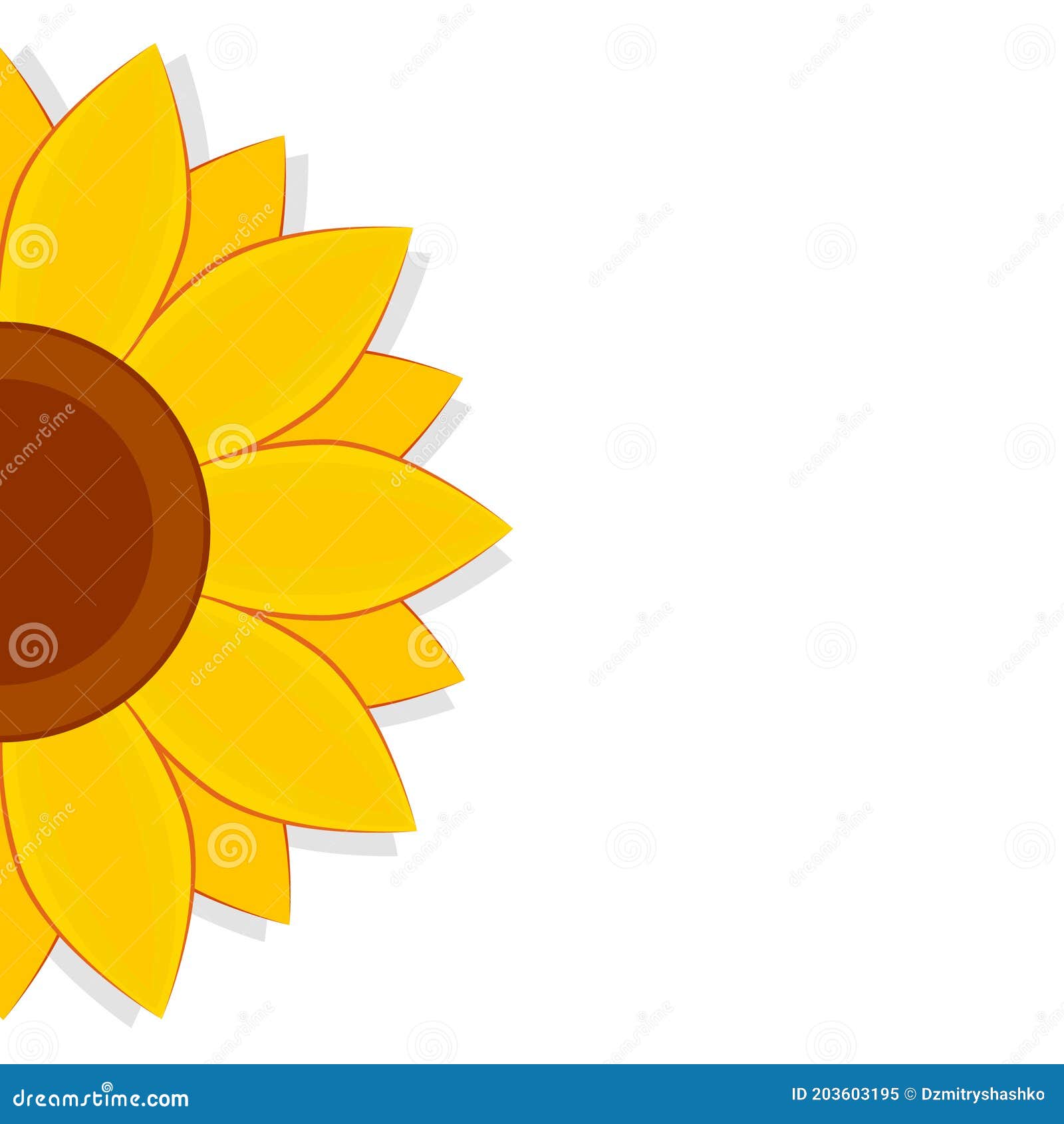 Half sunflower icon stock vector. Illustration of petal - 203603195