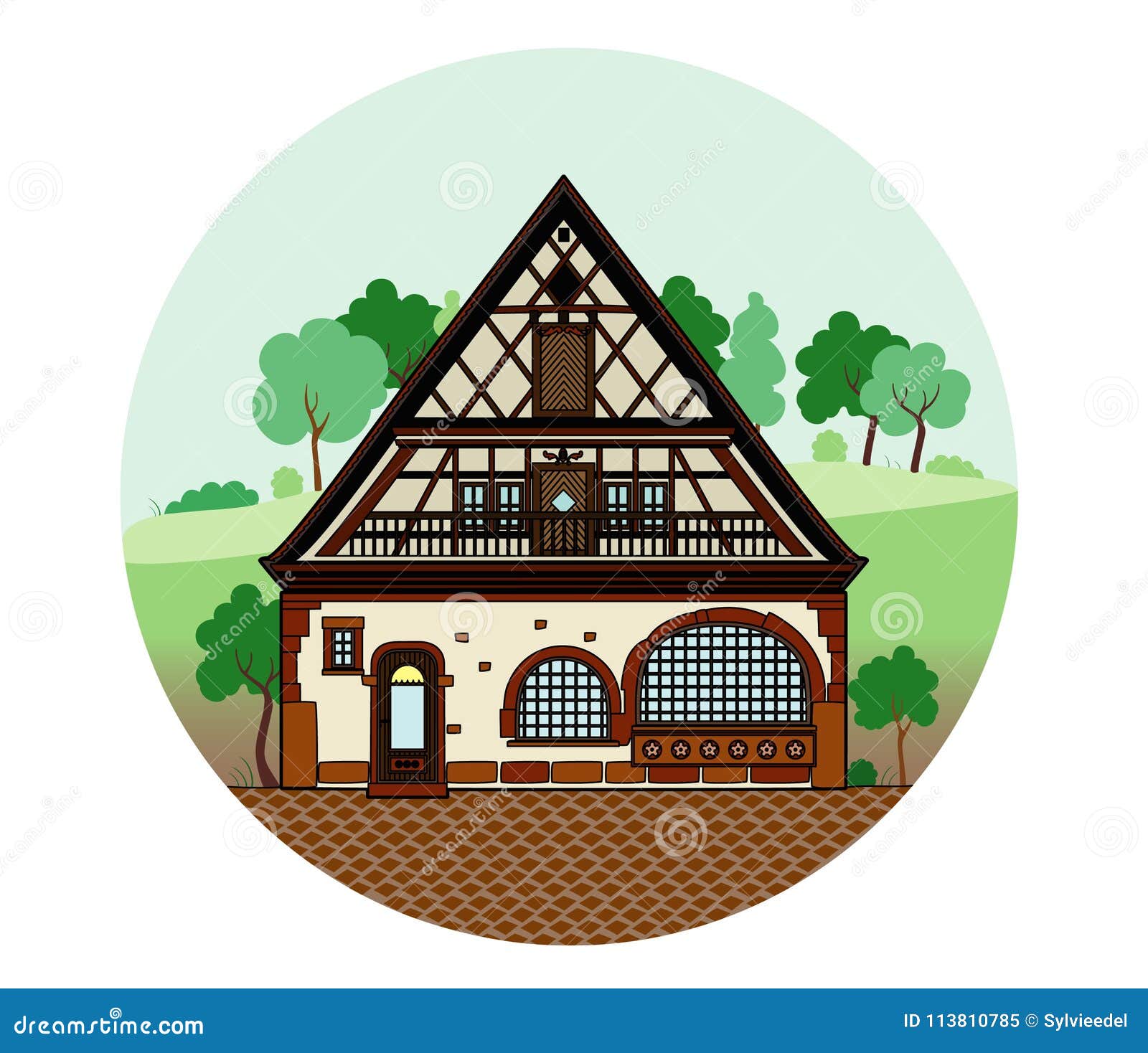 Half-timbere house stock vector. Illustration of vector - 113810785