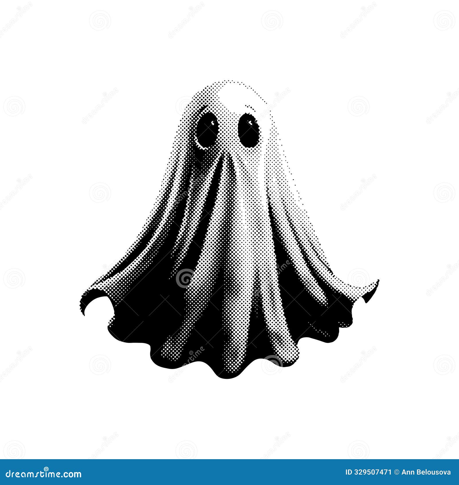 Half-tone Ghost,spirit,Halloween Collage Element. Isolated on White ...