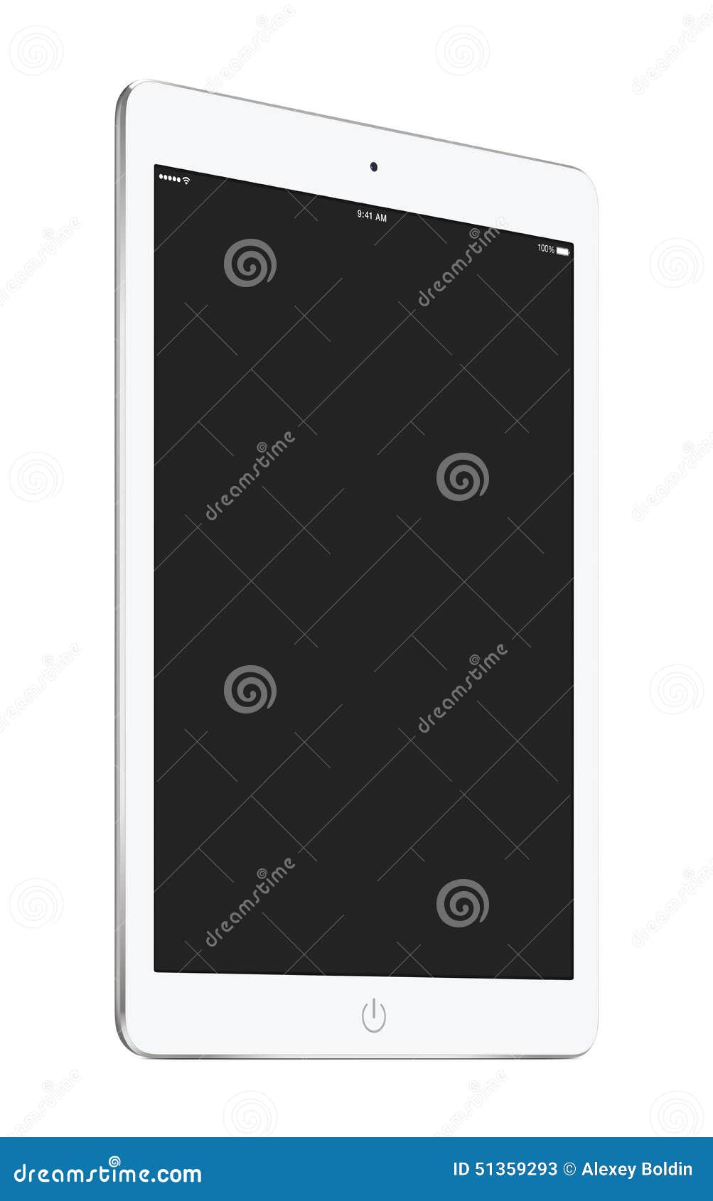 Half Turned White Tablet Pc With Blank Screen Mockup On The Display ...