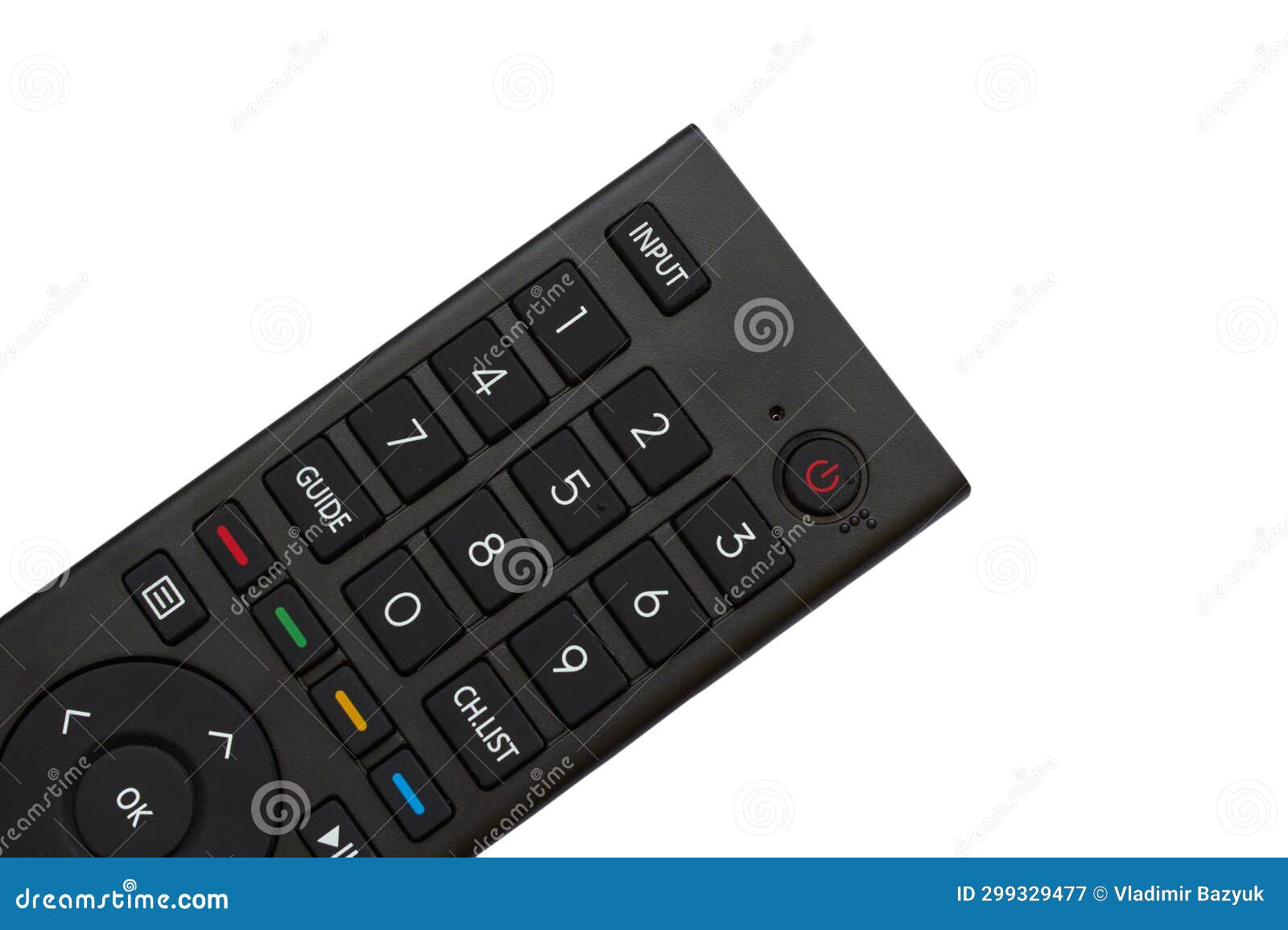 Half of the TV Remote Control on a White Background Stock Image - Image ...