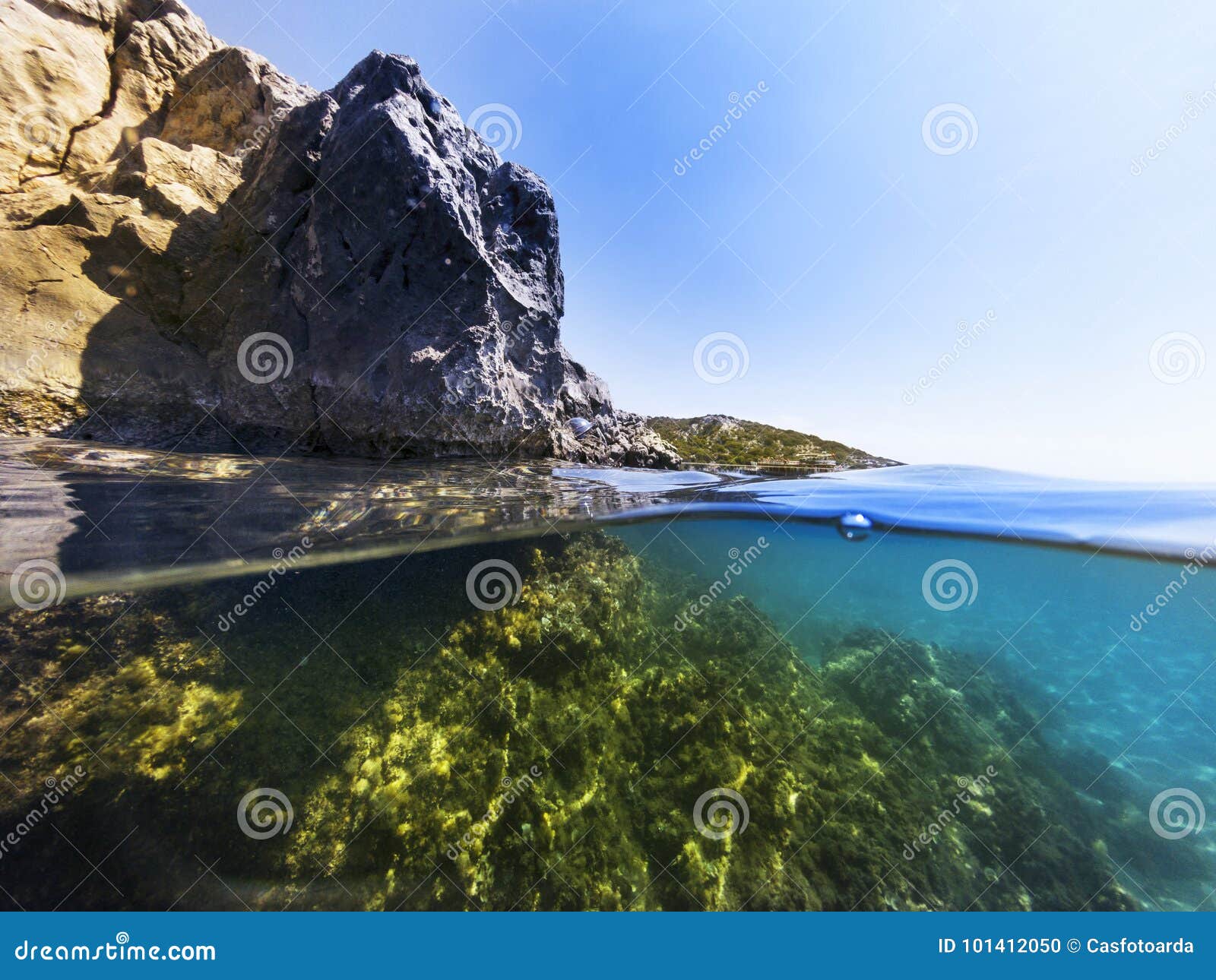 Half Underwater in the Sea. Stock Photo - Image of polynesia, view ...