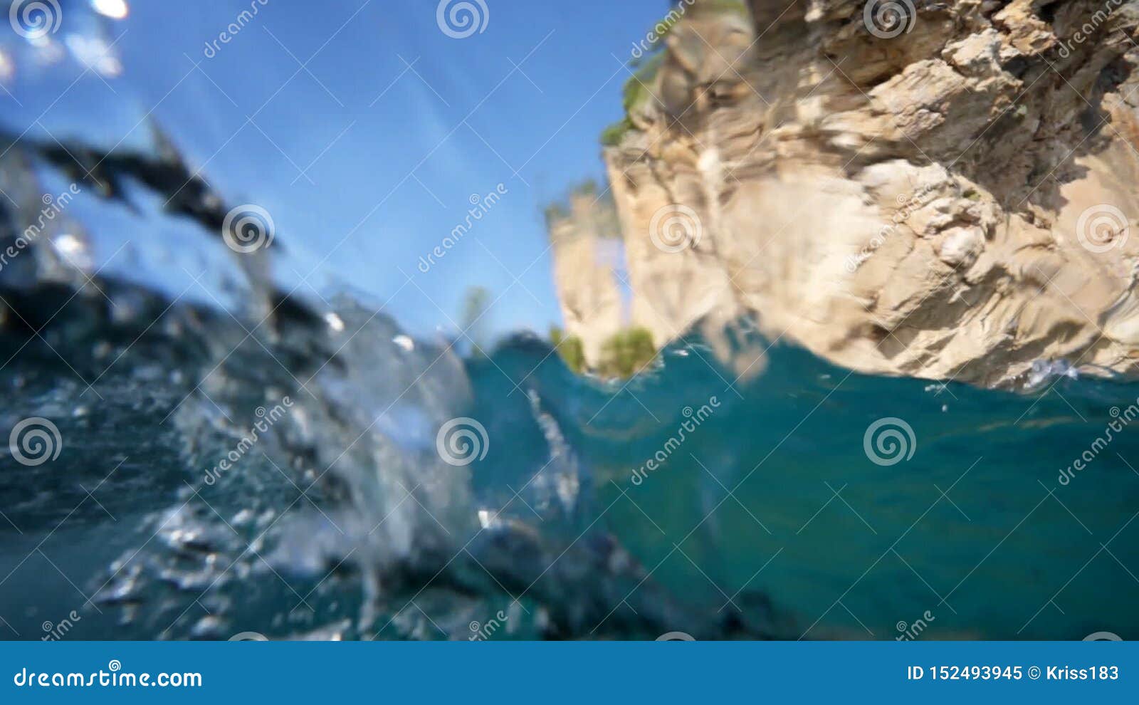 HALF UNDERWATER. View of the High Cliffs of the Mediterranean Sea Stock ...