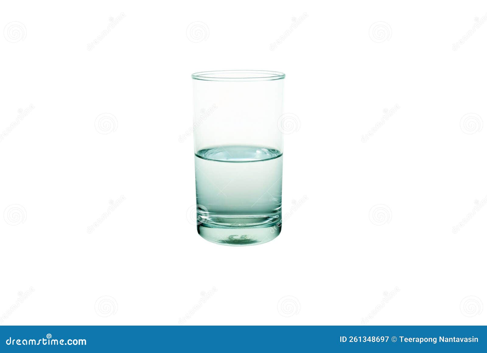 Half Water in Glass Isolated on White Background. Stock Image - Image ...