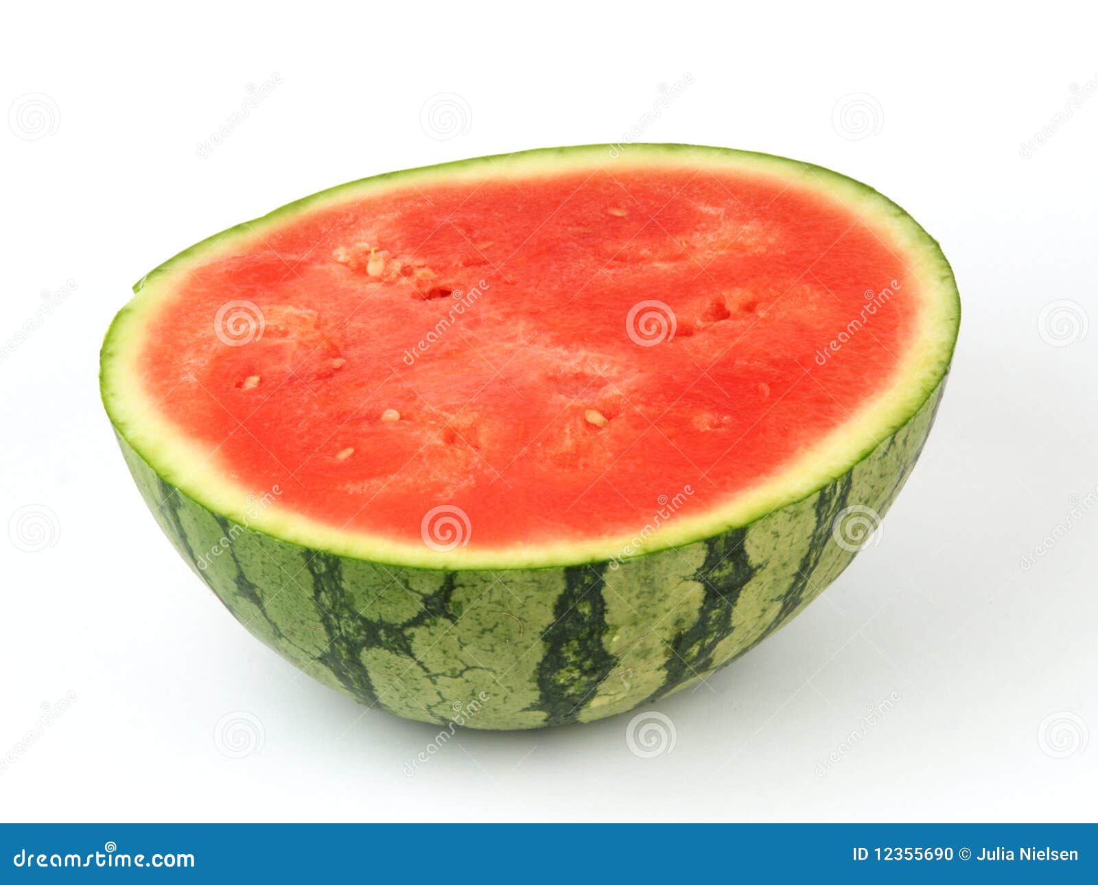 Half Watermelon With Seeds Next To Whole Watermelon Isolated On Stock ...