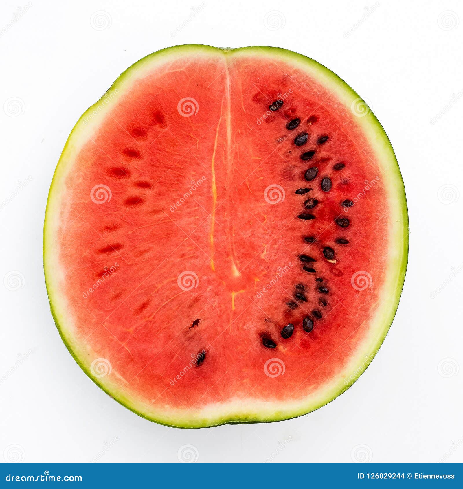 Half Watermelon With Seeds Next To Whole Watermelon Isolated On Stock ...