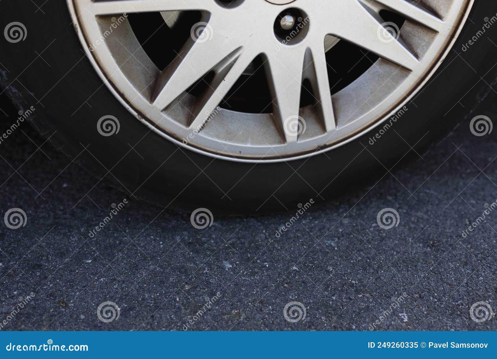 Half the Wheel, Standing on the Asphalt. Stock Image - Image of ...
