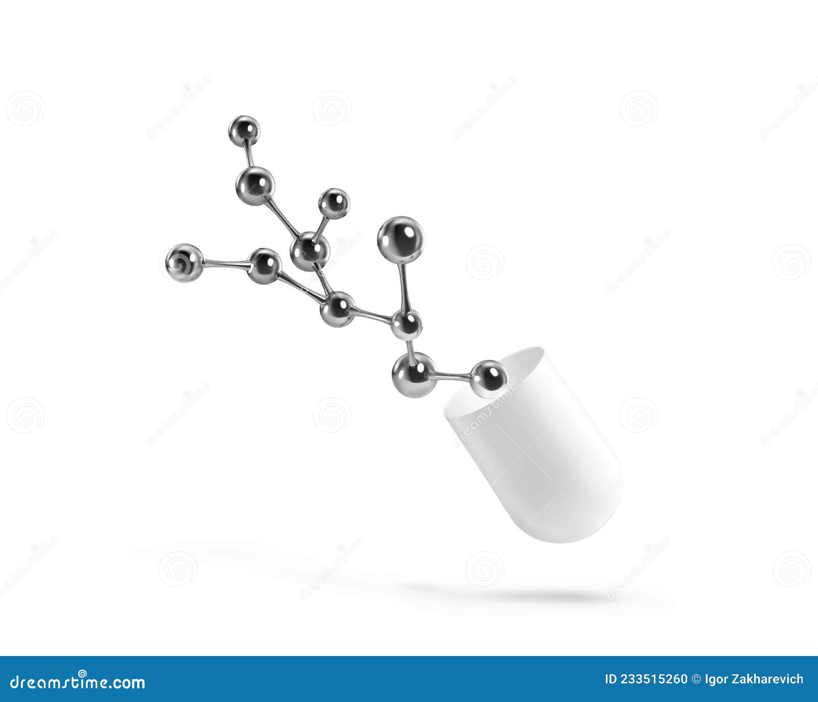 Half A Red Capsule With A Disintegrating Molecule On A White Background ...