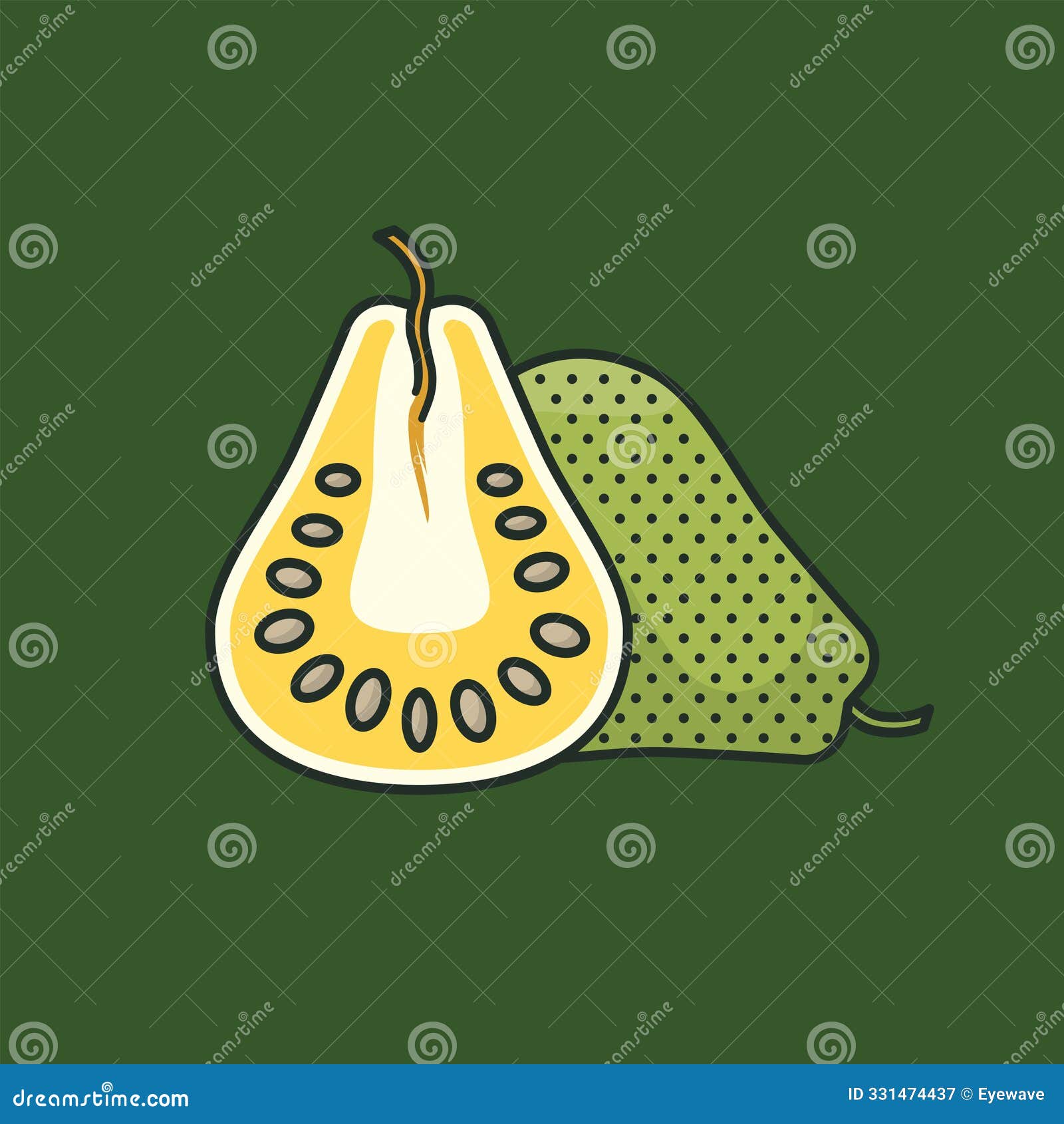 Half and Whole Jackfruit Vector Illustration Stock Illustration ...