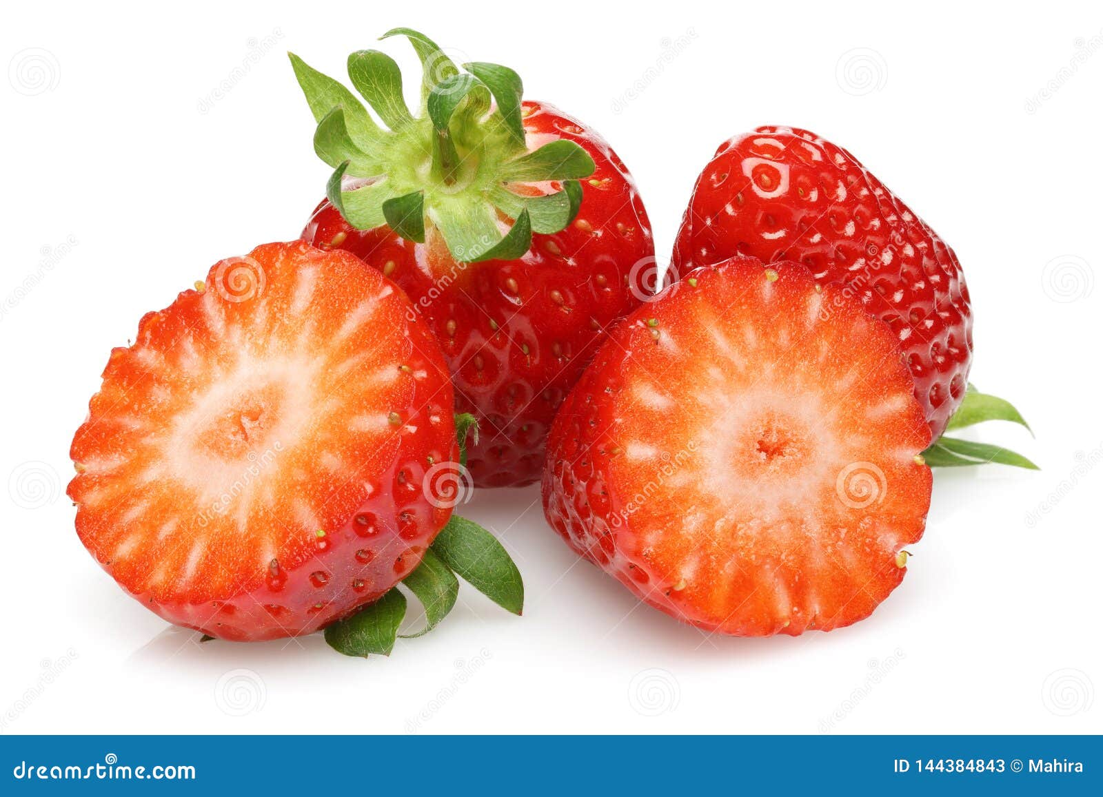 Half and Whole Strawberries Isolated on White Stock Image - Image of ...